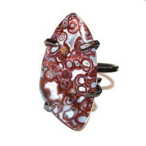 Red Fossil Wood Ring Bright Red Ring Fossil Ring Wood Jewelry ...