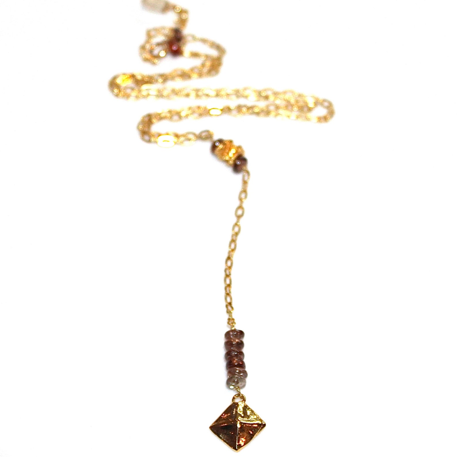 Gold Pyramid Necklace Simple Necklace Natural Zircon Necklace - Etsy