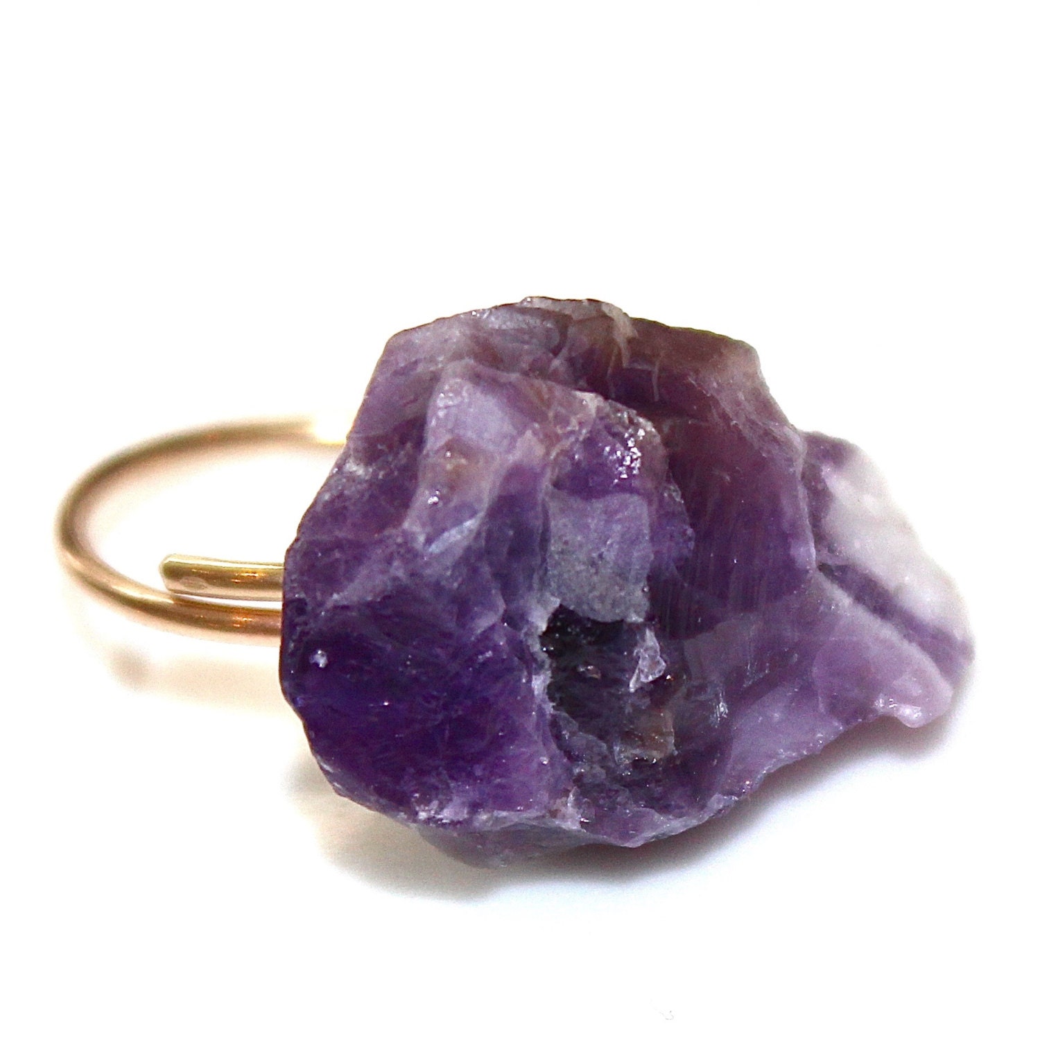 Raw Amethyst Ring Rustic Amethyst Ring Modern Ring Delicate Ring Hammer ...