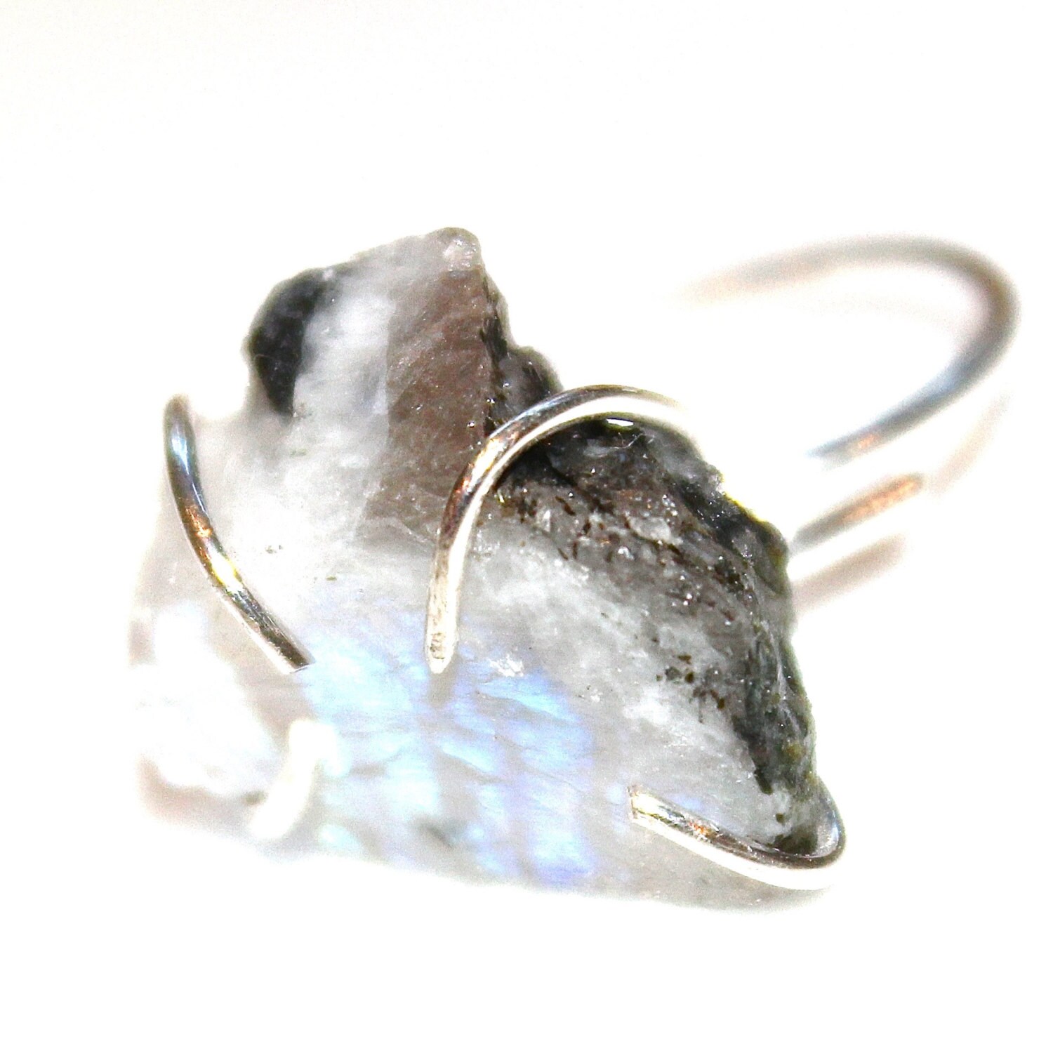 Raw Moonstone Ring Raw Stone Adjustable Ring Natural Stone | Etsy