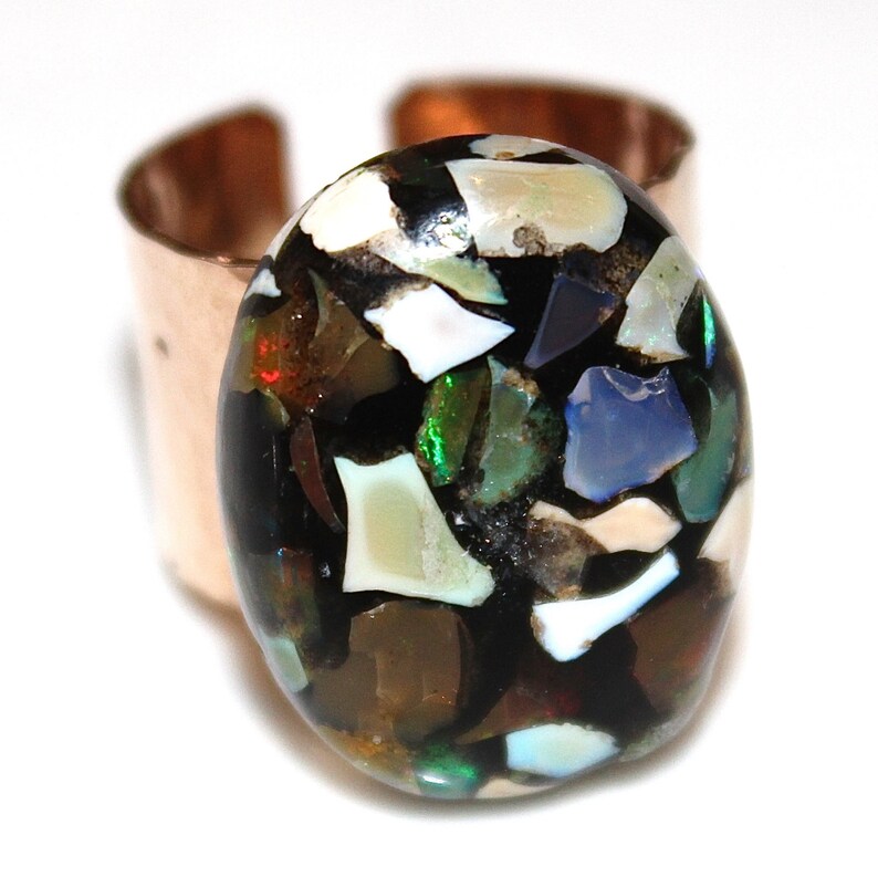 Mosaic Opal Ring Cigar Band Ring Gold Cigar Ring Adjustable Ring Fun ...