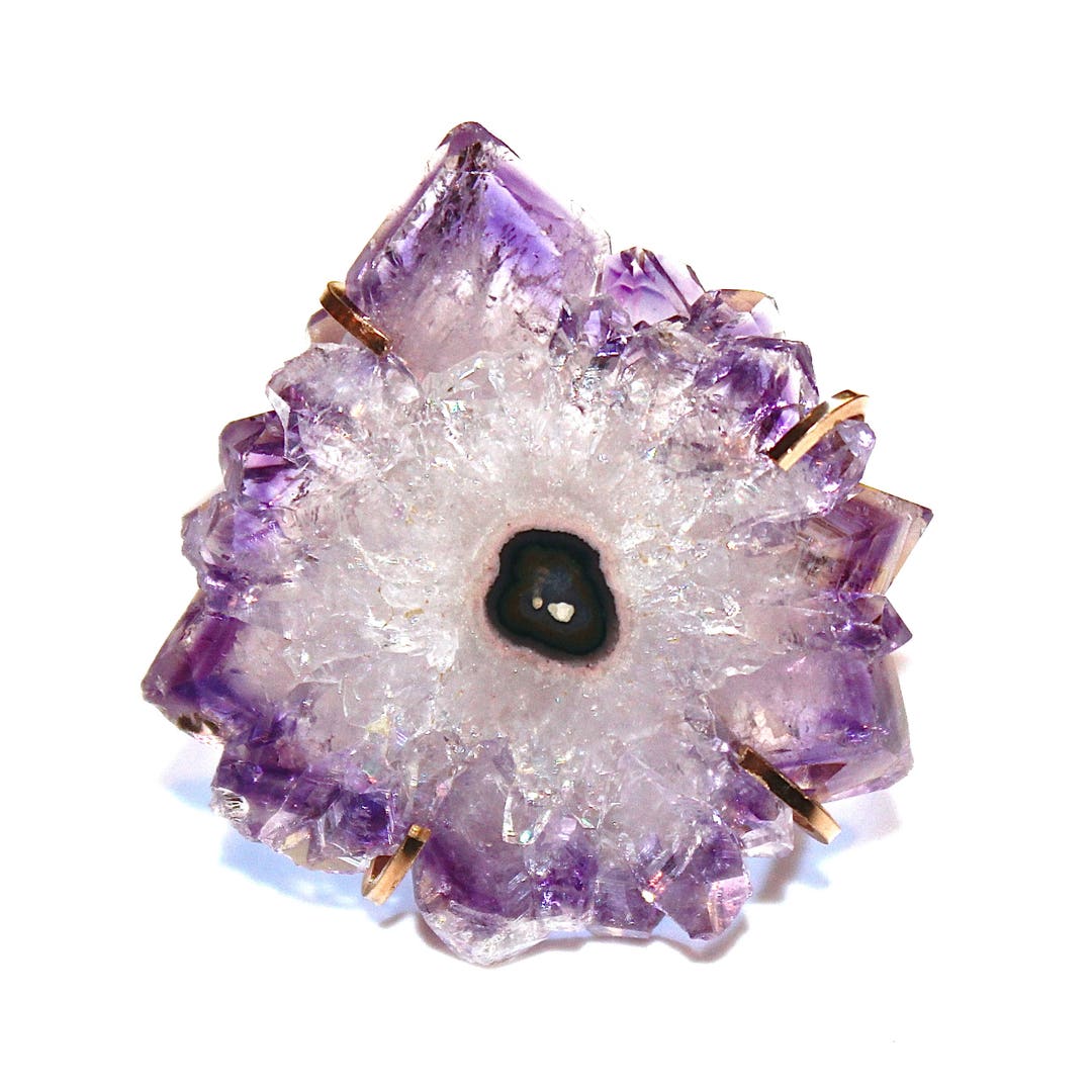 Large Stalactite Ring Purple Amethyst Ring Stalactite Ring Gold Filled ...