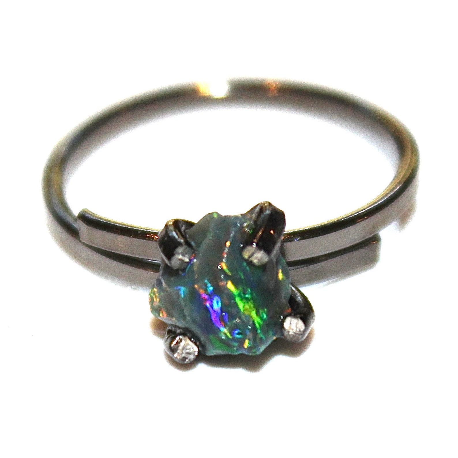 Small Opal Ring Raw Opal Ring Raw Stone Ring Black Opal | Etsy