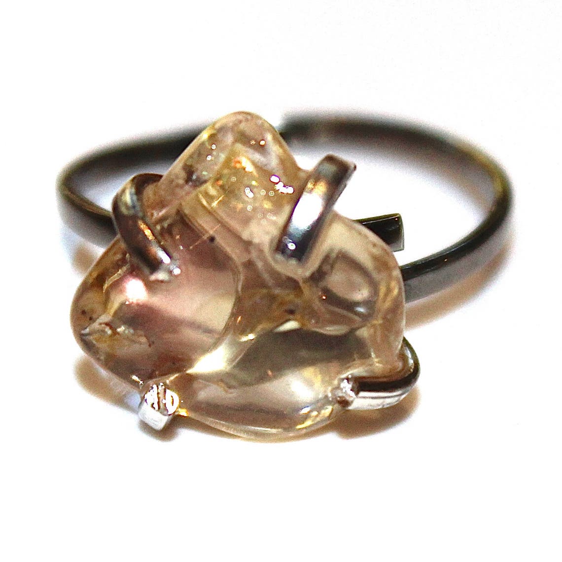 Oregon Sunstone Ring Peach Sunstone Jewelry Black Gold Ring - Etsy