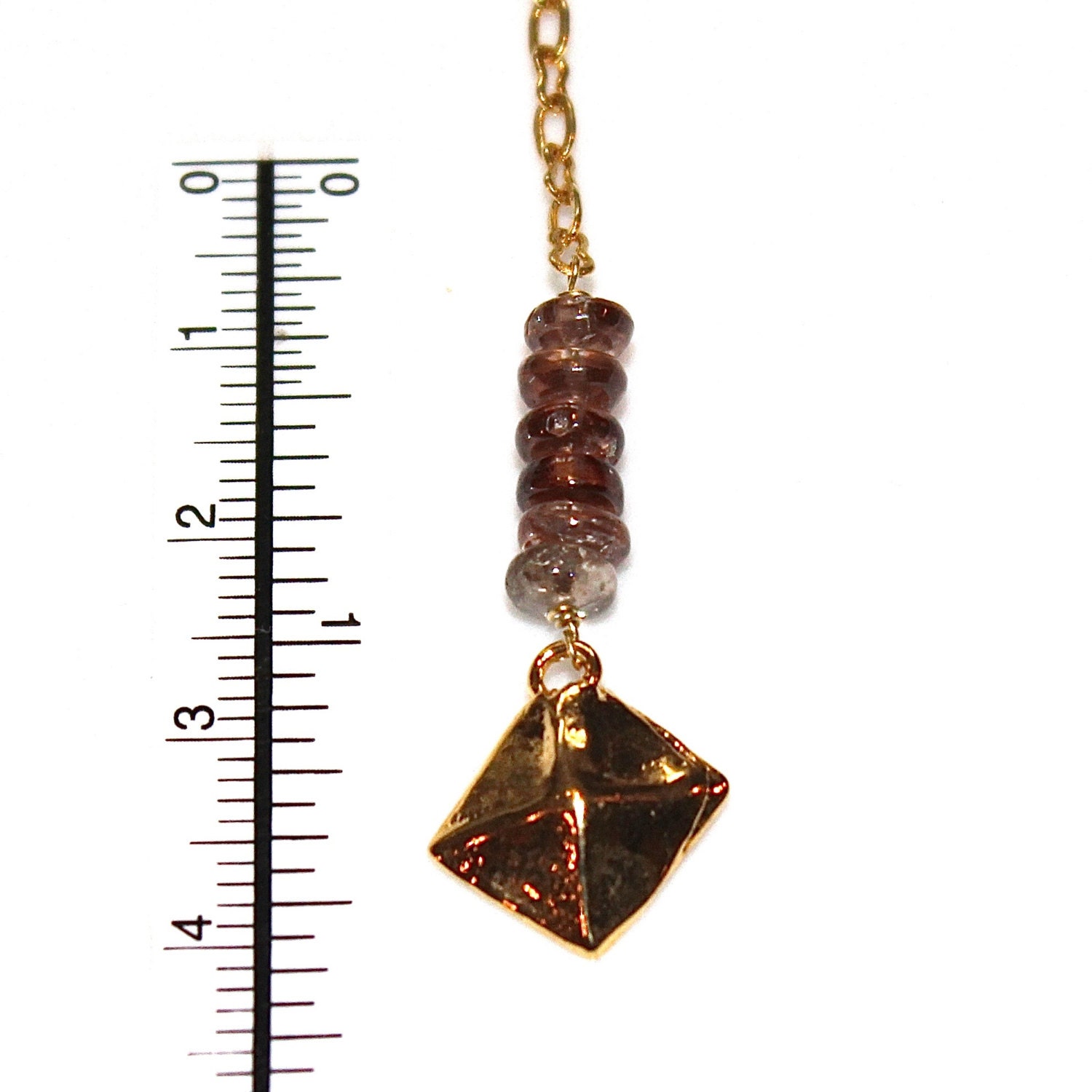 Gold Pyramid Necklace Simple Necklace Natural Zircon Necklace Zircon ...