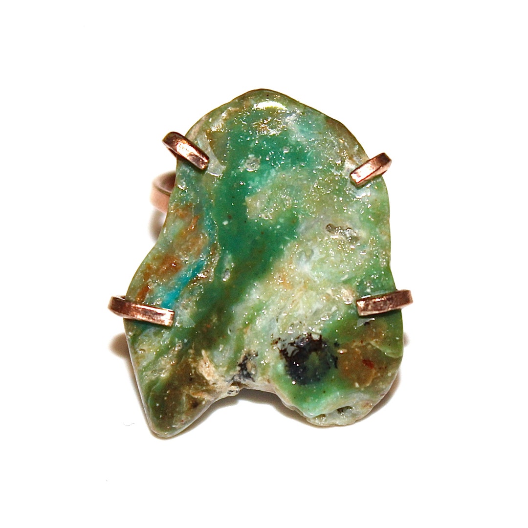 Large Blue Peruvian Opal Ring Blue Opal Ring Rose Gold Ring Adjustable ...