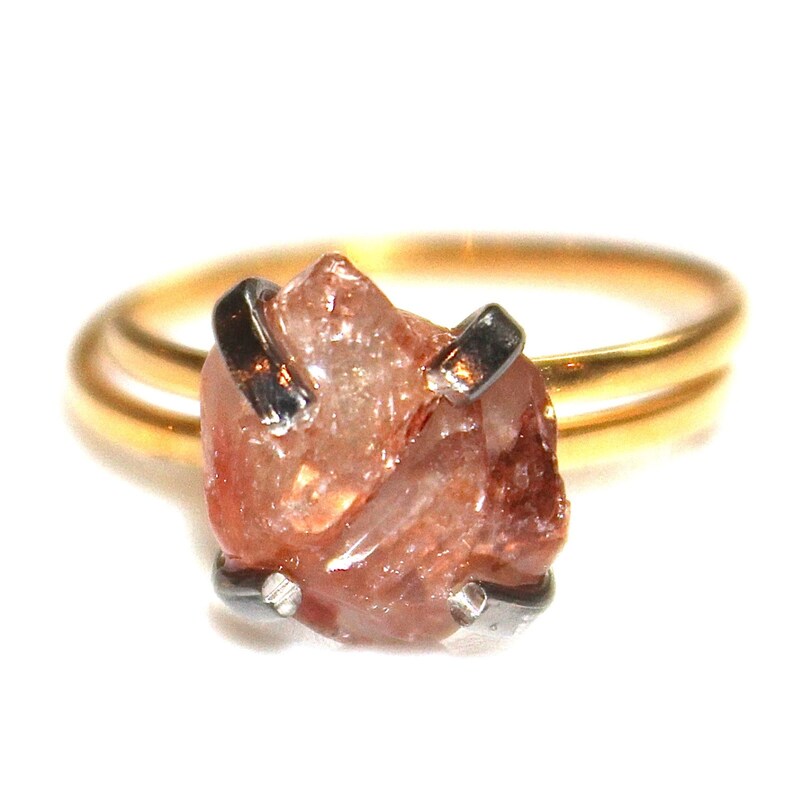 Bright Tangerine Zircon Ring Orange Ring Mixed Metal Ring - Etsy