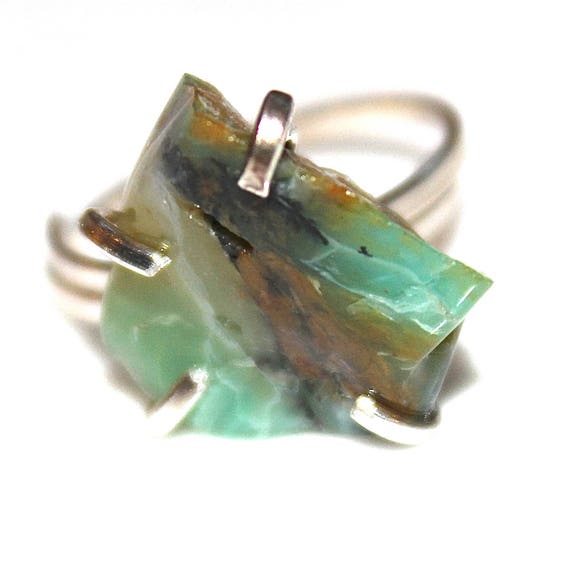 Blue Peruvian Opal Ring Blue Opal Ring Sterling Silver Ring - Etsy