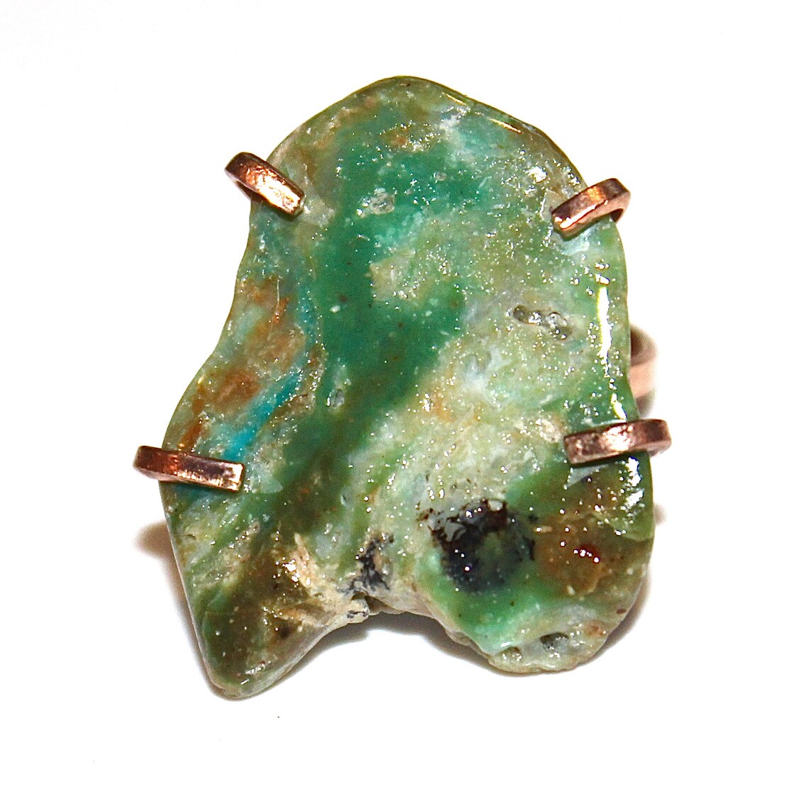 Large Blue Peruvian Opal Ring Blue Opal Ring Rose Gold Ring - Etsy