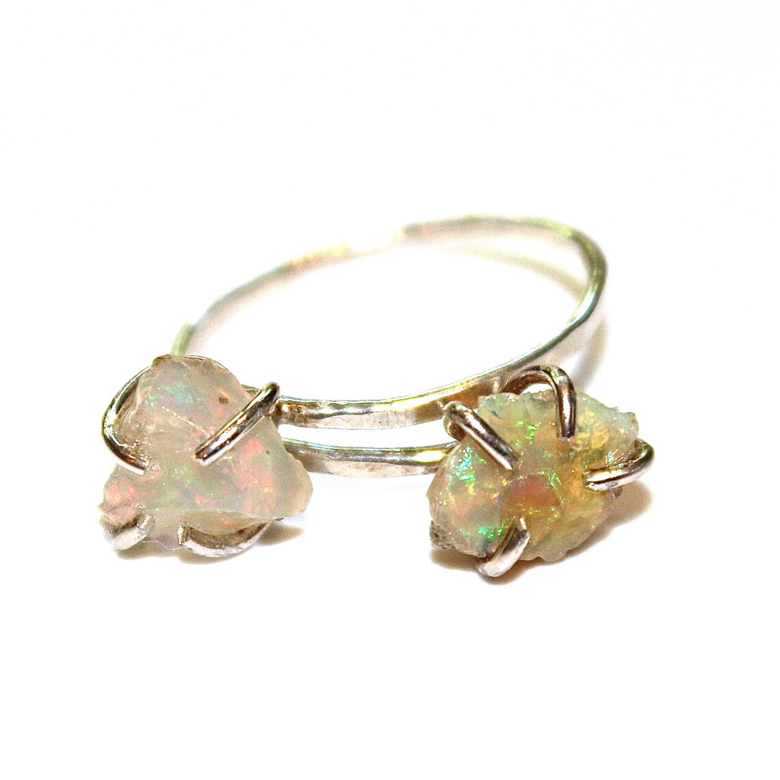 Double Raw Opal Ring Raw Stone Ring Ethiopian Opal Jewelry Raw | Etsy