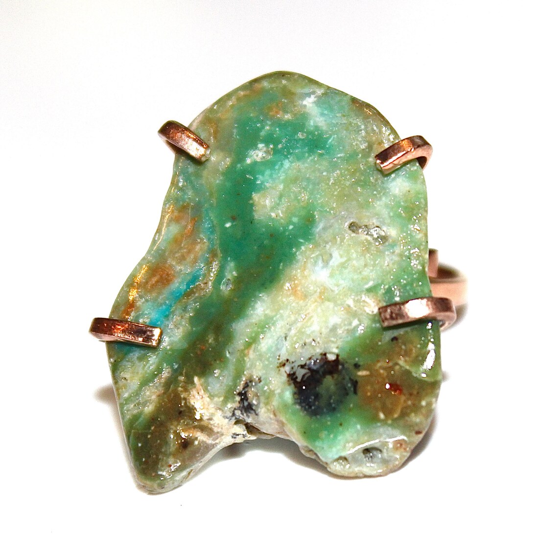 Large Blue Peruvian Opal Ring Blue Opal Ring Rose Gold Ring - Etsy