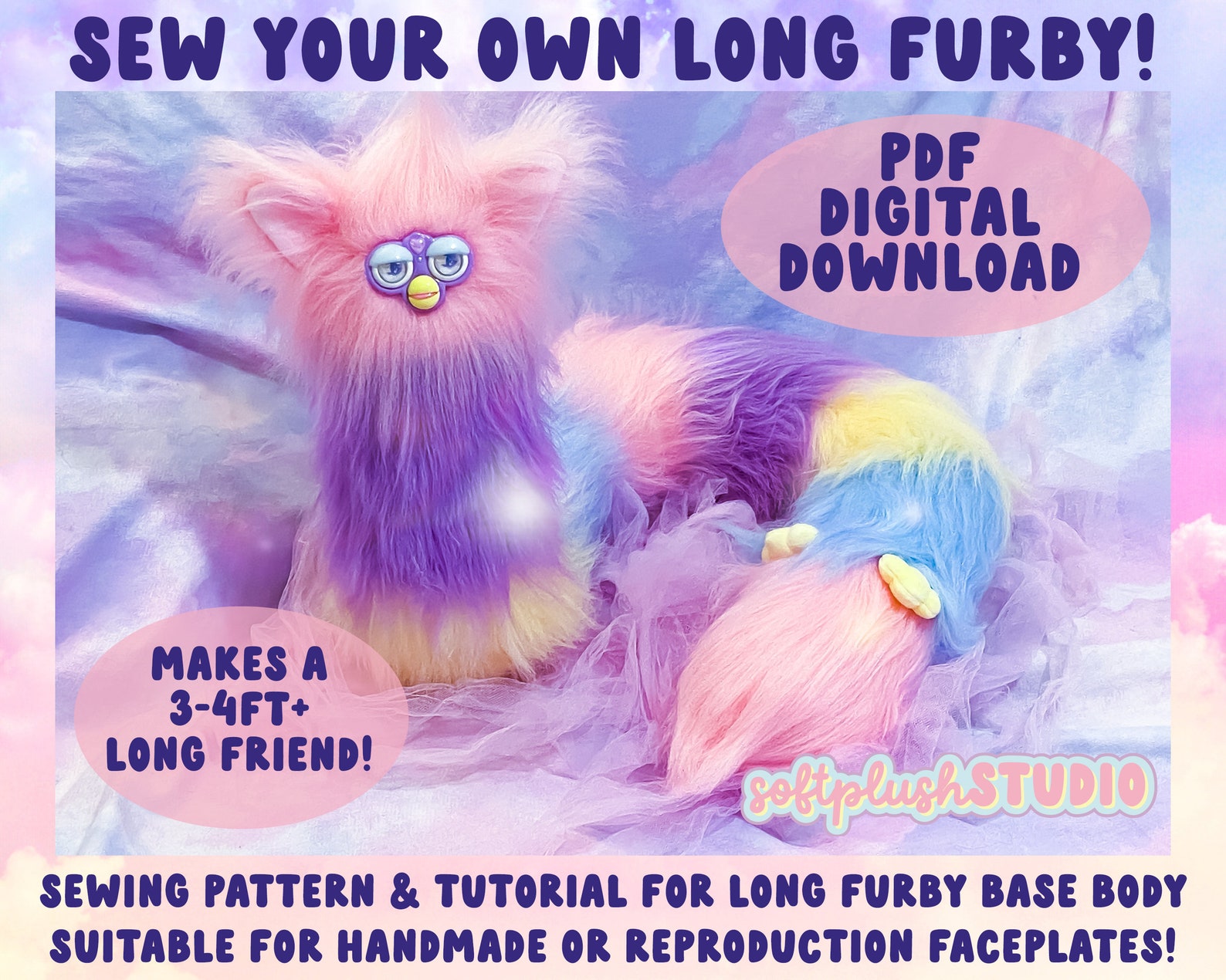 Long Furby PDF DOWNLOAD Sewing Pattern and Tutorial Make - Etsy Australia