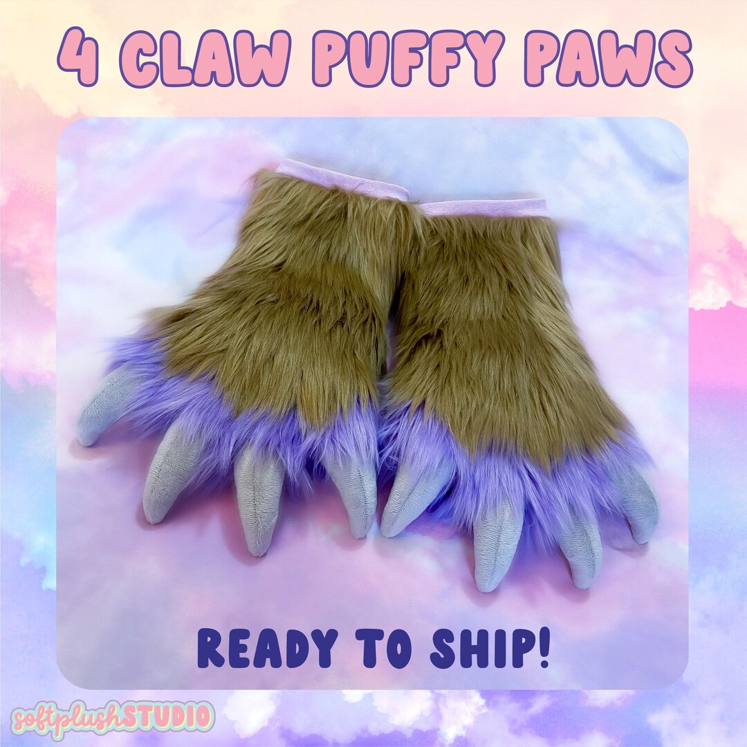 Faux Fur Puffy Paws: Brown, Purple, and Grey Fur Suit Claws for Monster ...