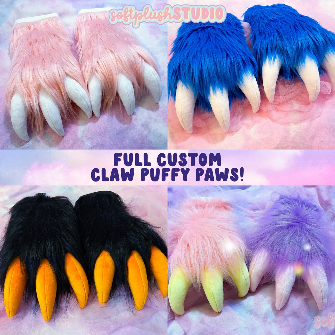 Puffy Claw Paws custom Made to Order Pastel Black Fur Suit Claws for ...