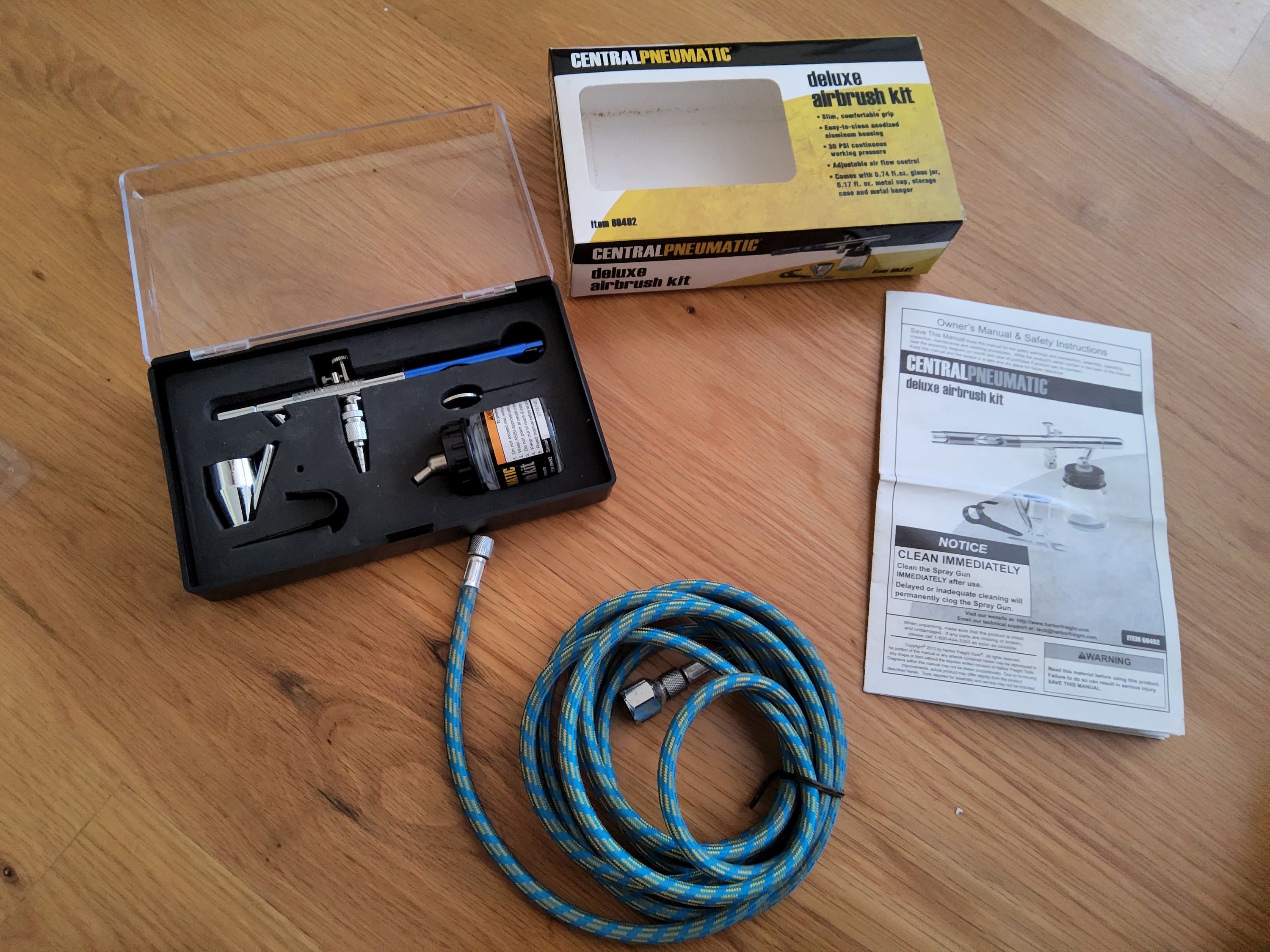 Central Pneumatic Deluxe Airbrush Kit and Air Hose Etsy UK