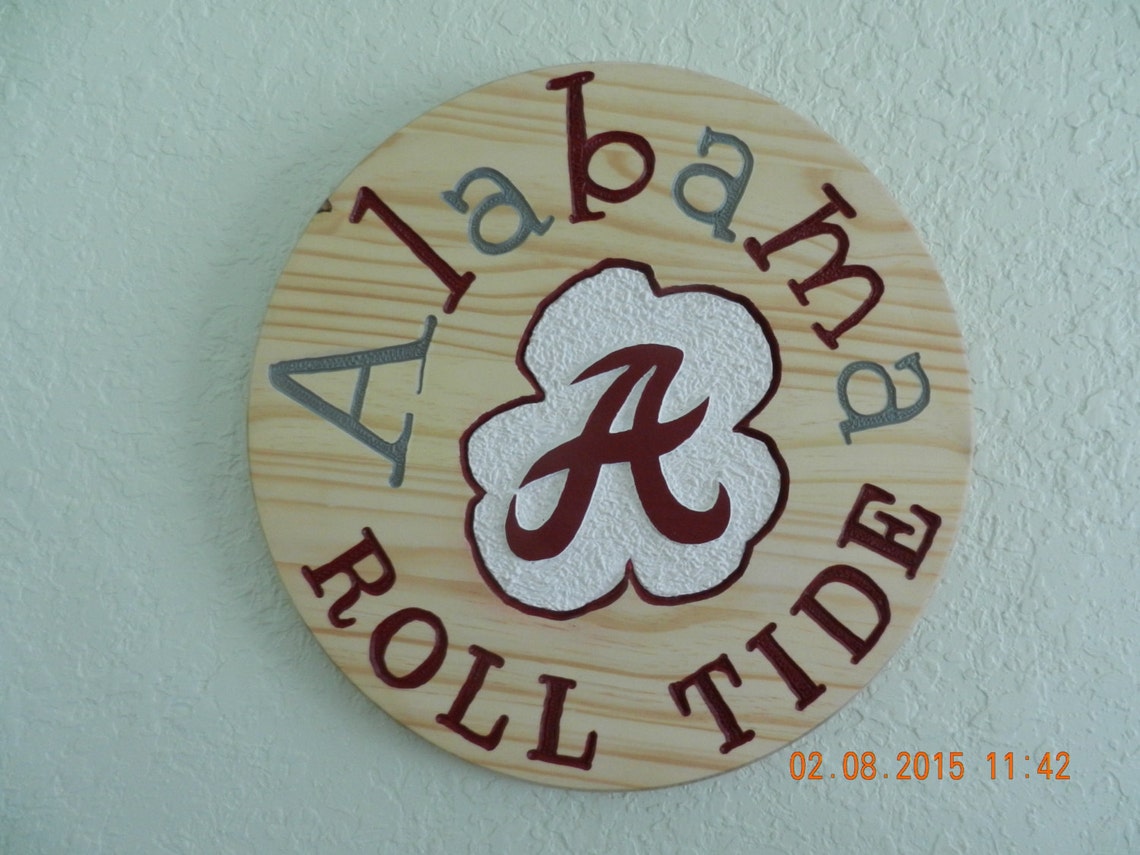 Alabama Roll Tide Hand Carved Wood Sign - Etsy