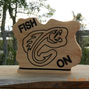 Hand Carved Sign on Wood Fish on Sign - Etsy