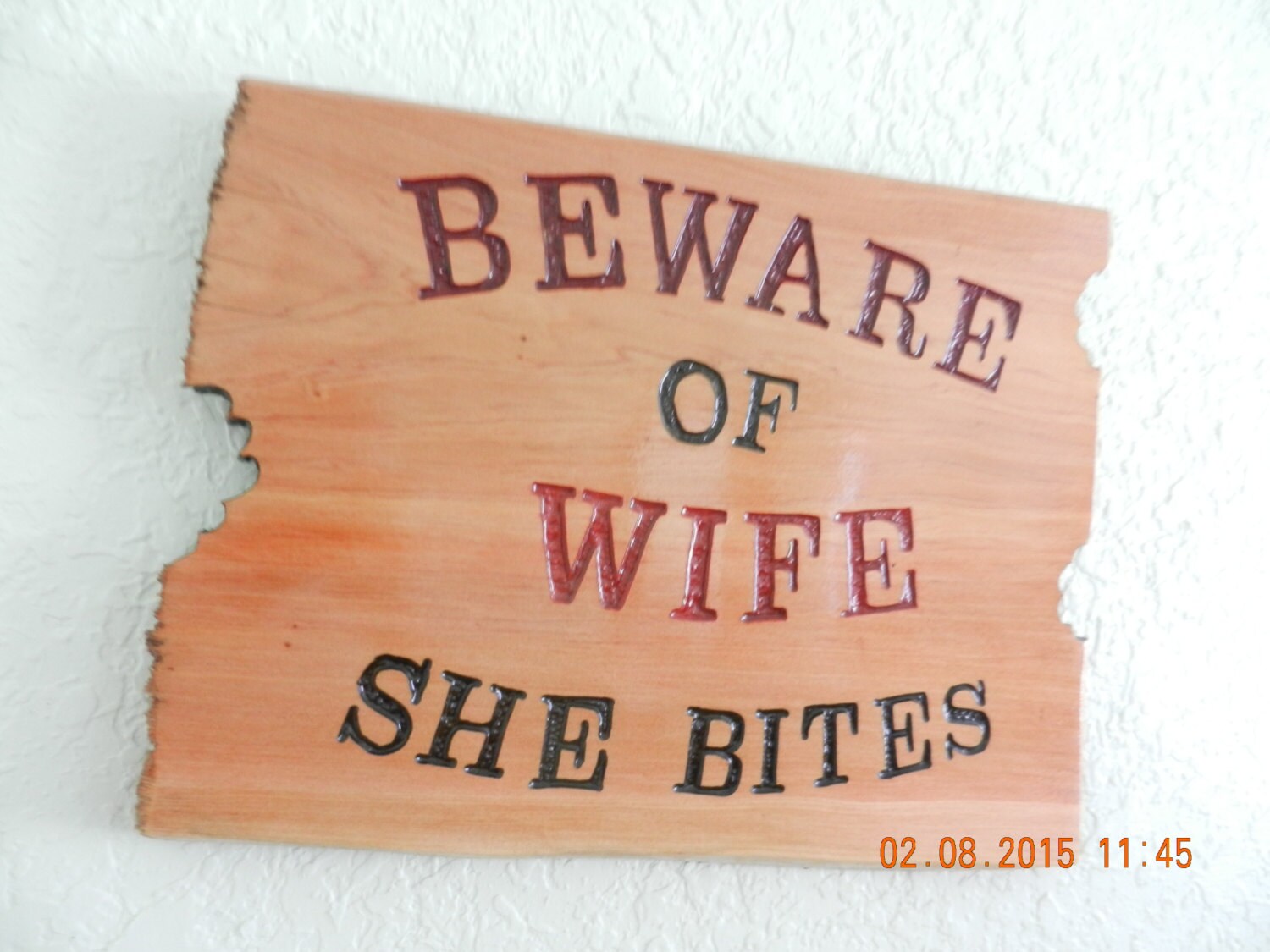 Hand Carved Sign on Cedar Wood beware of Wife She - Etsy