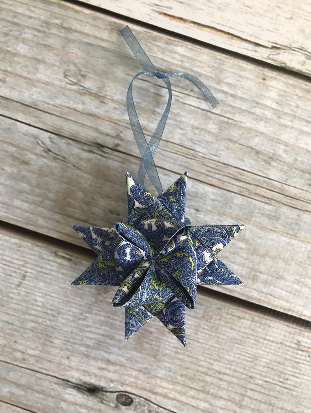 Blue Paisley Fabric Star Ornament - Etsy