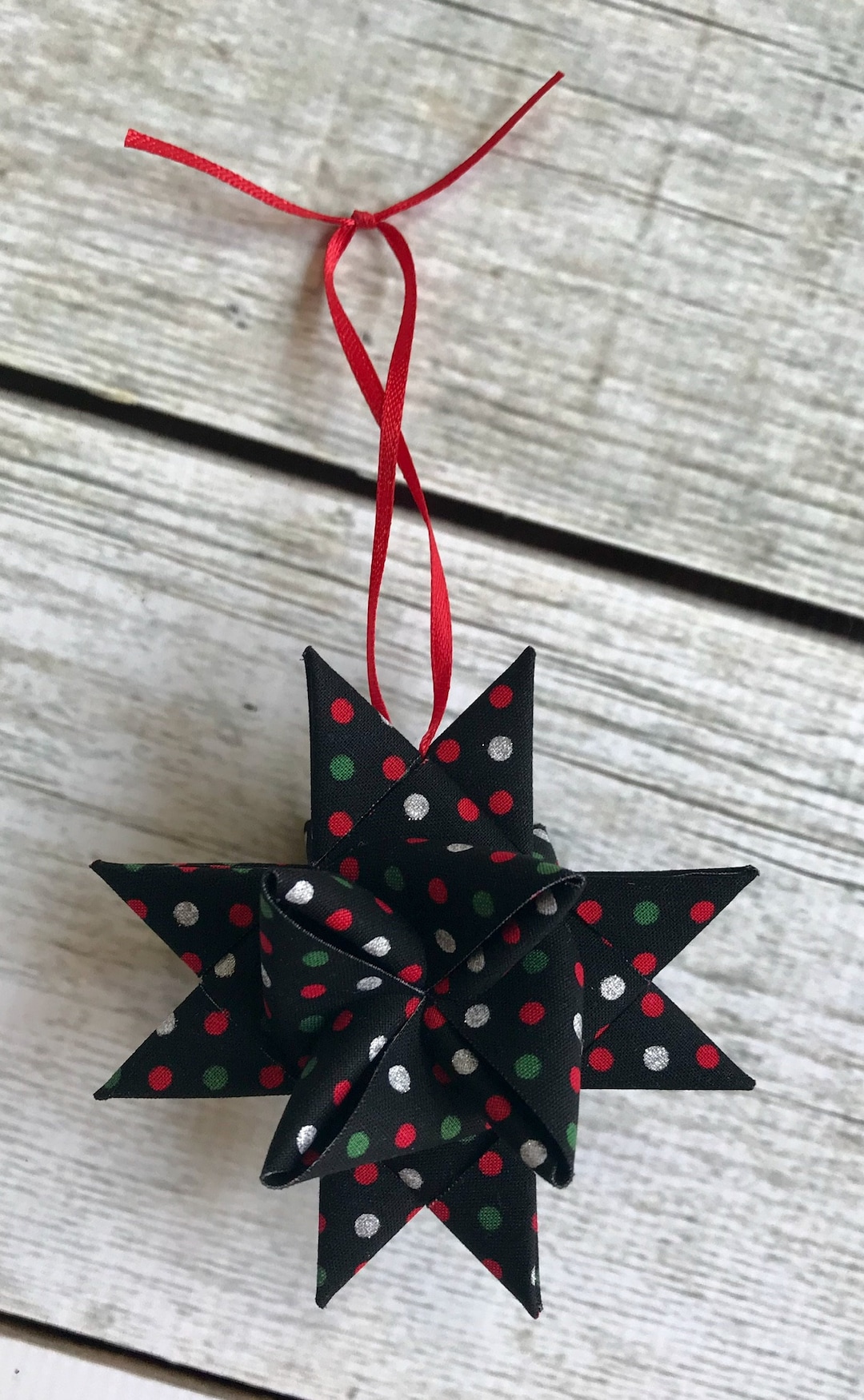 Christmas Polka Dot Fabric Star Ornament - Etsy