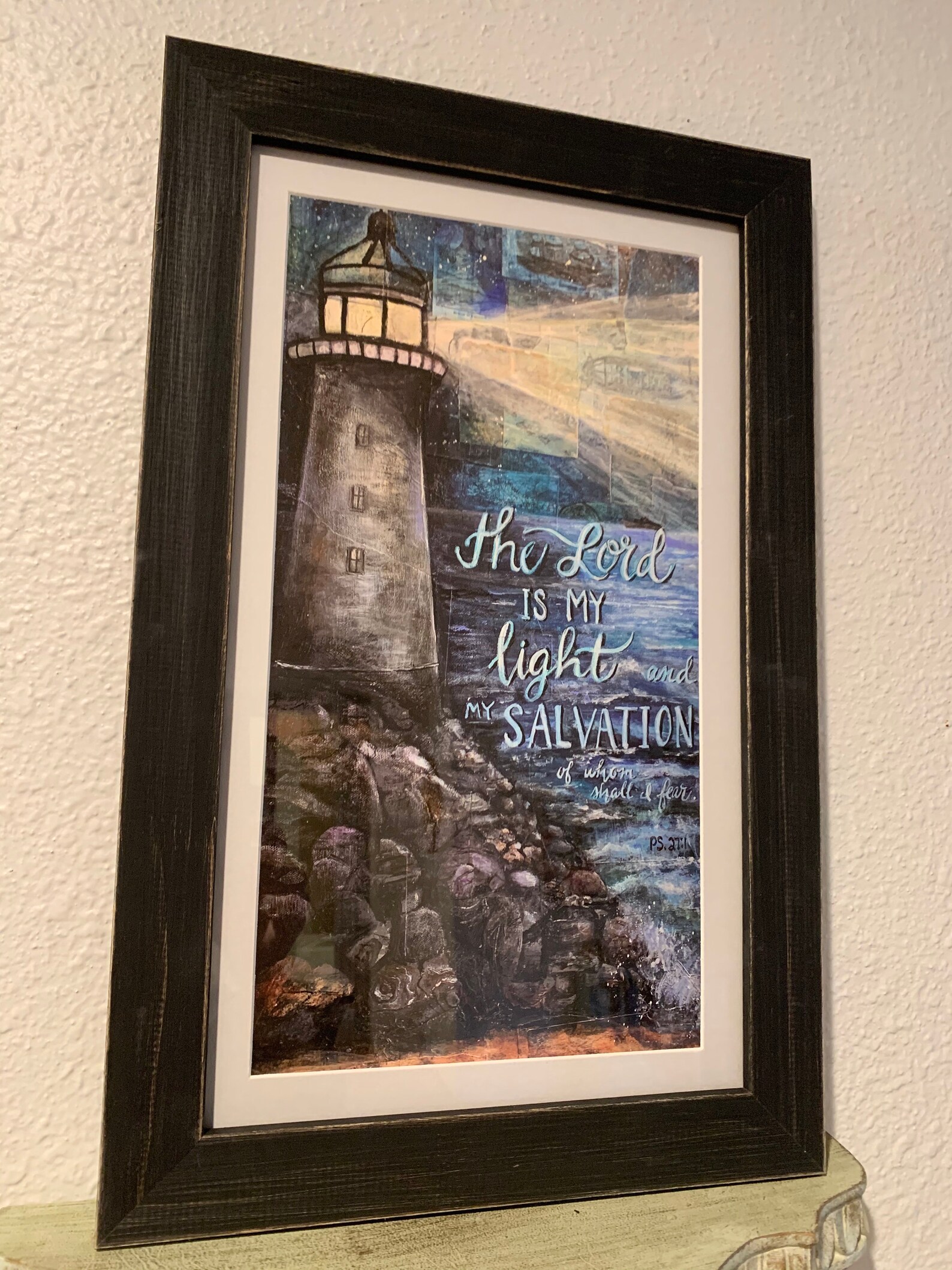 Lighthouse Scripture Art Print Framed Psalm 27:1 Inspirational Ocean ...