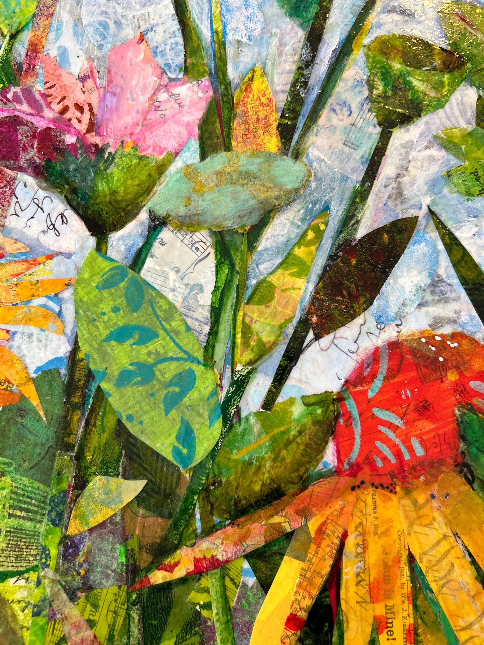 Look at the Flowers Original Torn Paper Collage Painting on Canvas - Etsy