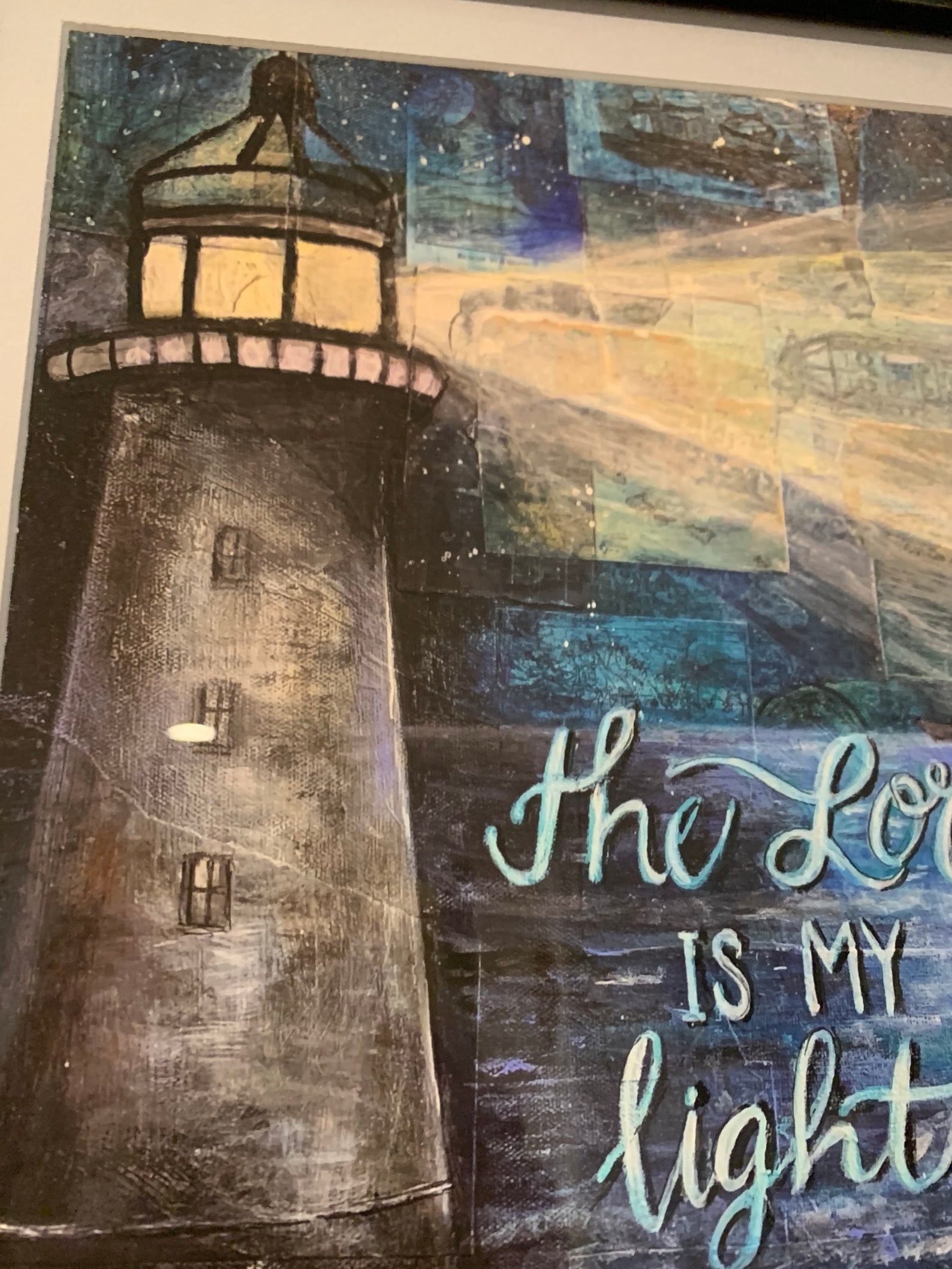 Lighthouse Scripture Art Print Framed Psalm 27:1 Inspirational Ocean ...