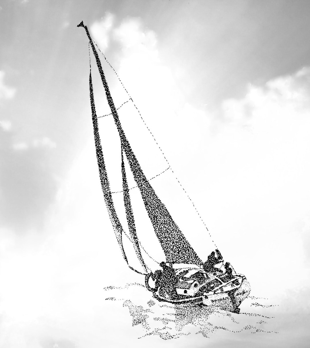 Fine Art Giclee Print, Sailboat, Pen & Ink by Jan Maitland, Black and ...