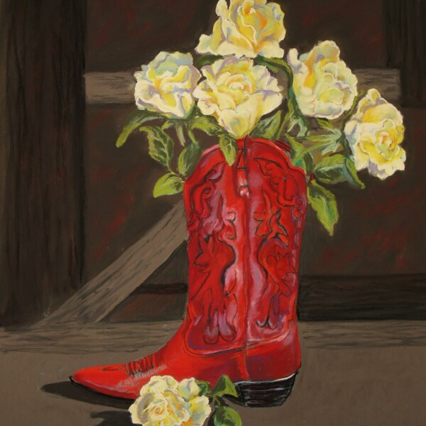 Red Cowboy Boot Vase - Etsy