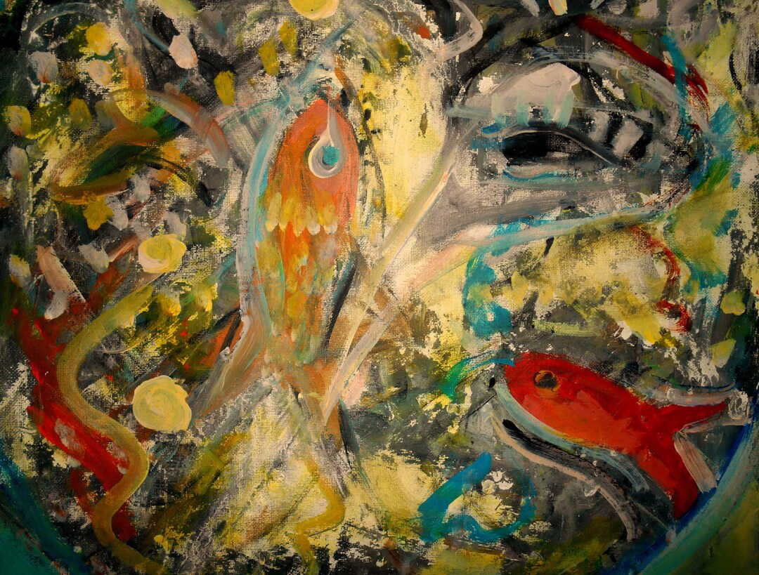 Koi Fish Giclee Print: Robert Maitland Acrylic Painting, 8" X 10" - Etsy