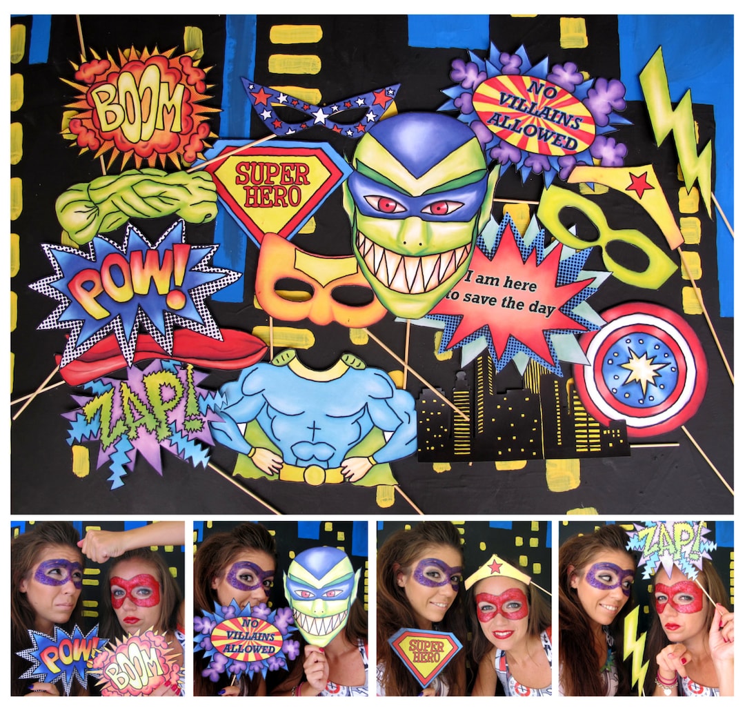 Superhero and Villains Photo Booth Props Perfect for a Superman ...