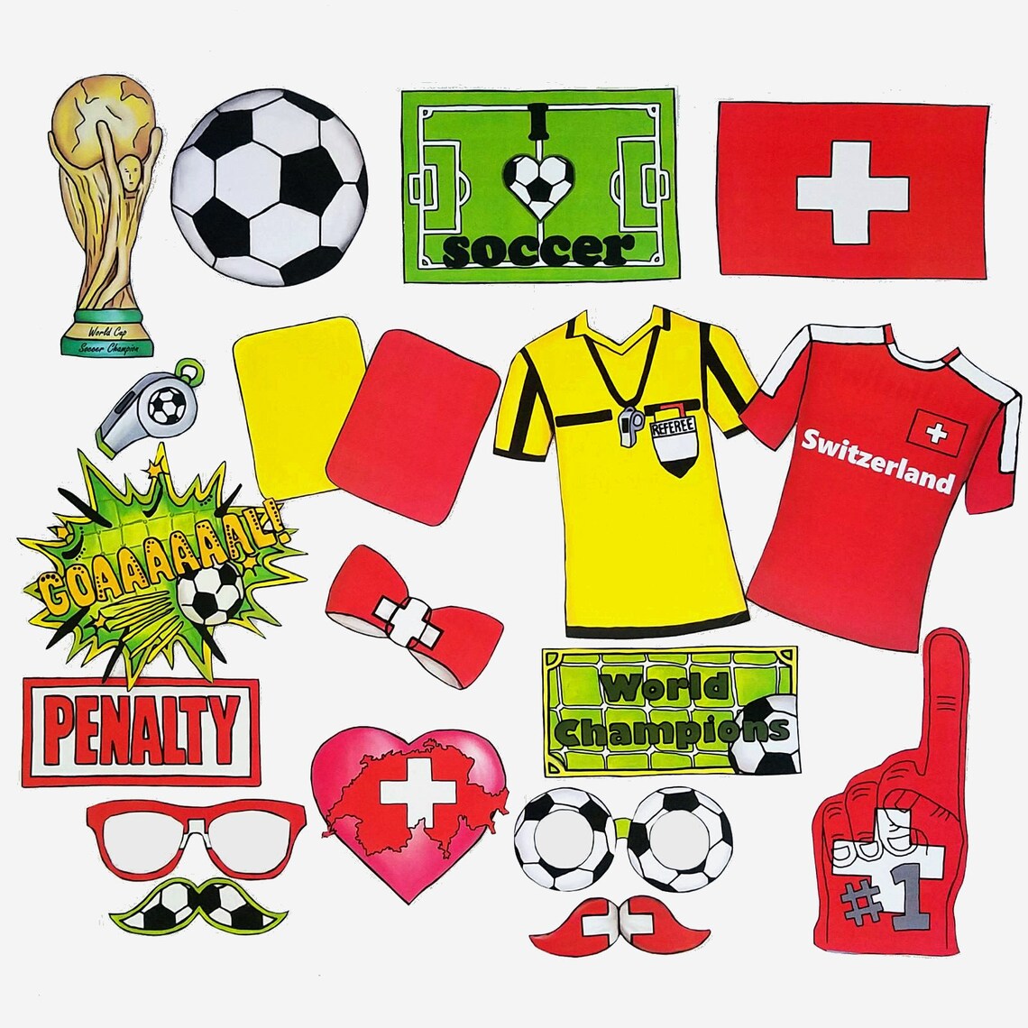 World Cup Switzerland Soccer Photo Booth Props the Ultimate - Etsy
