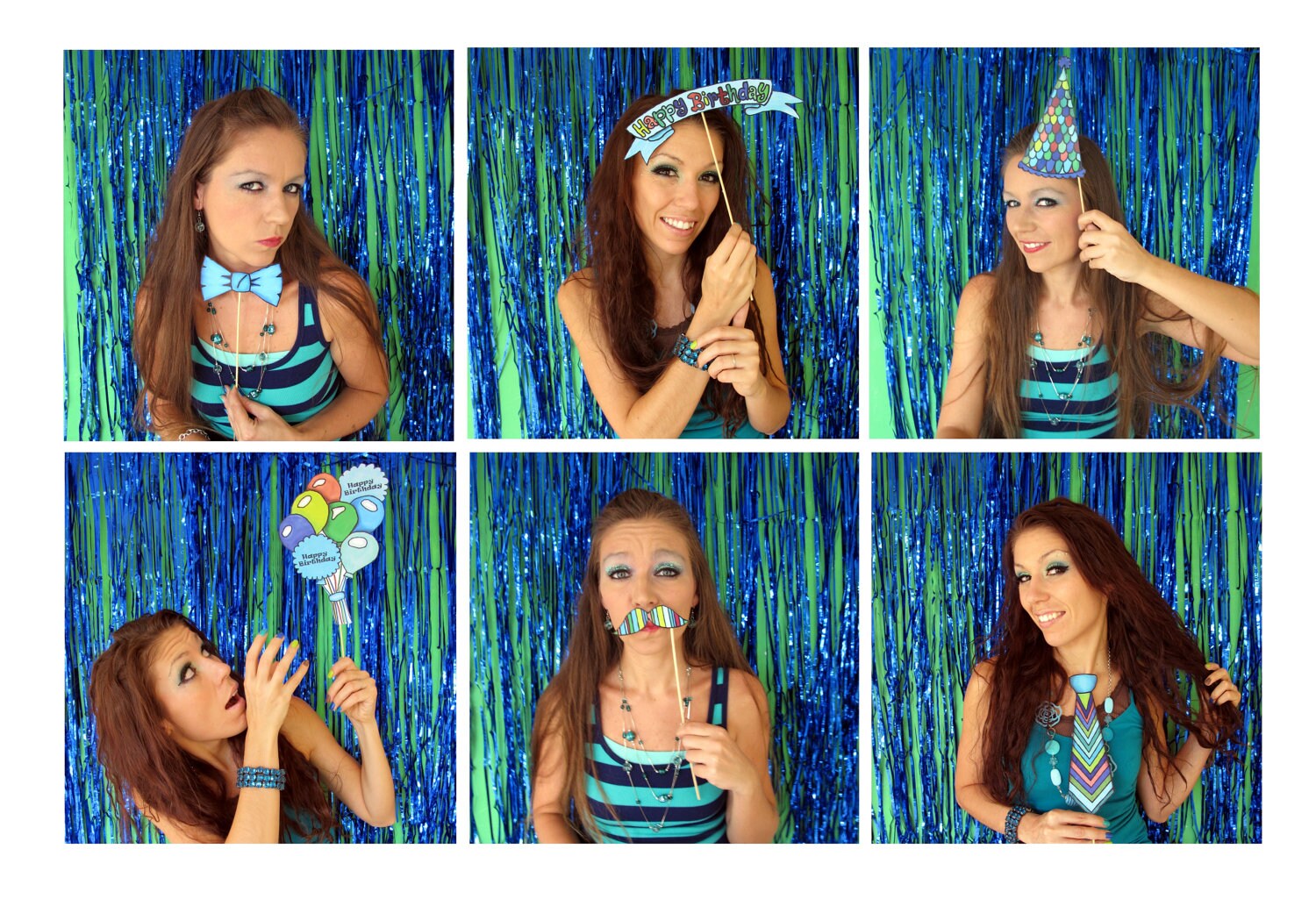 Boy Birthday Photo Booth Props in Blue, Green and Brown Perfect ...