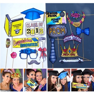 Graduation and prom photo booth props personalized with | Etsy