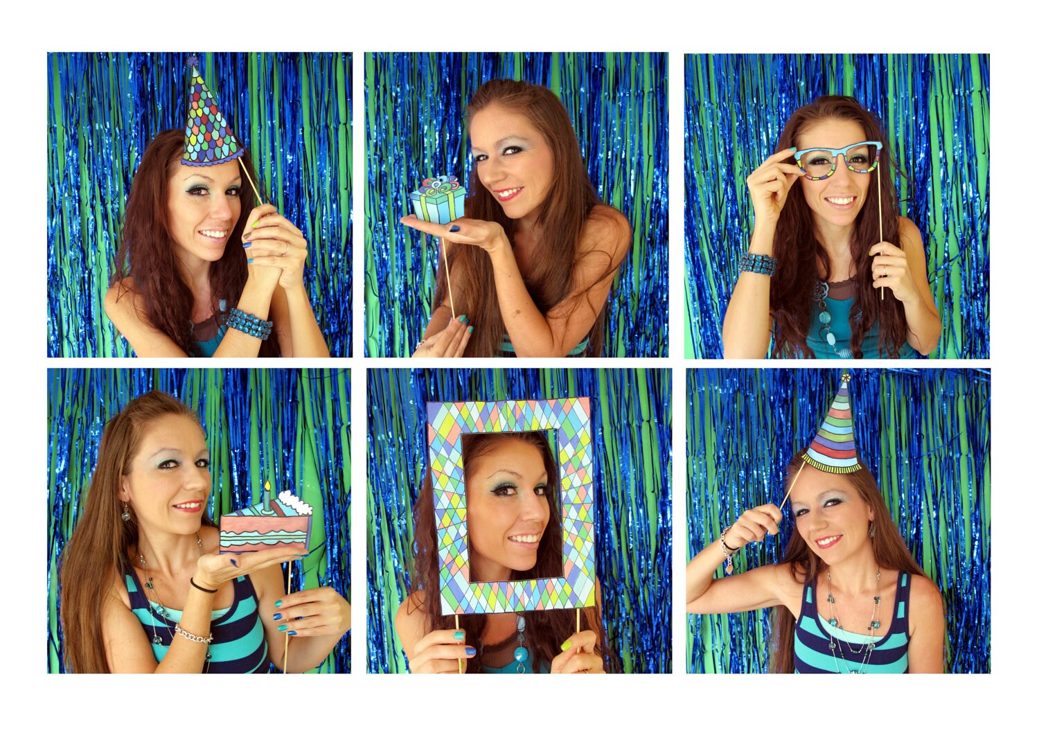 Boy Birthday Photo Booth Props in Blue, Green and Brown Perfect ...