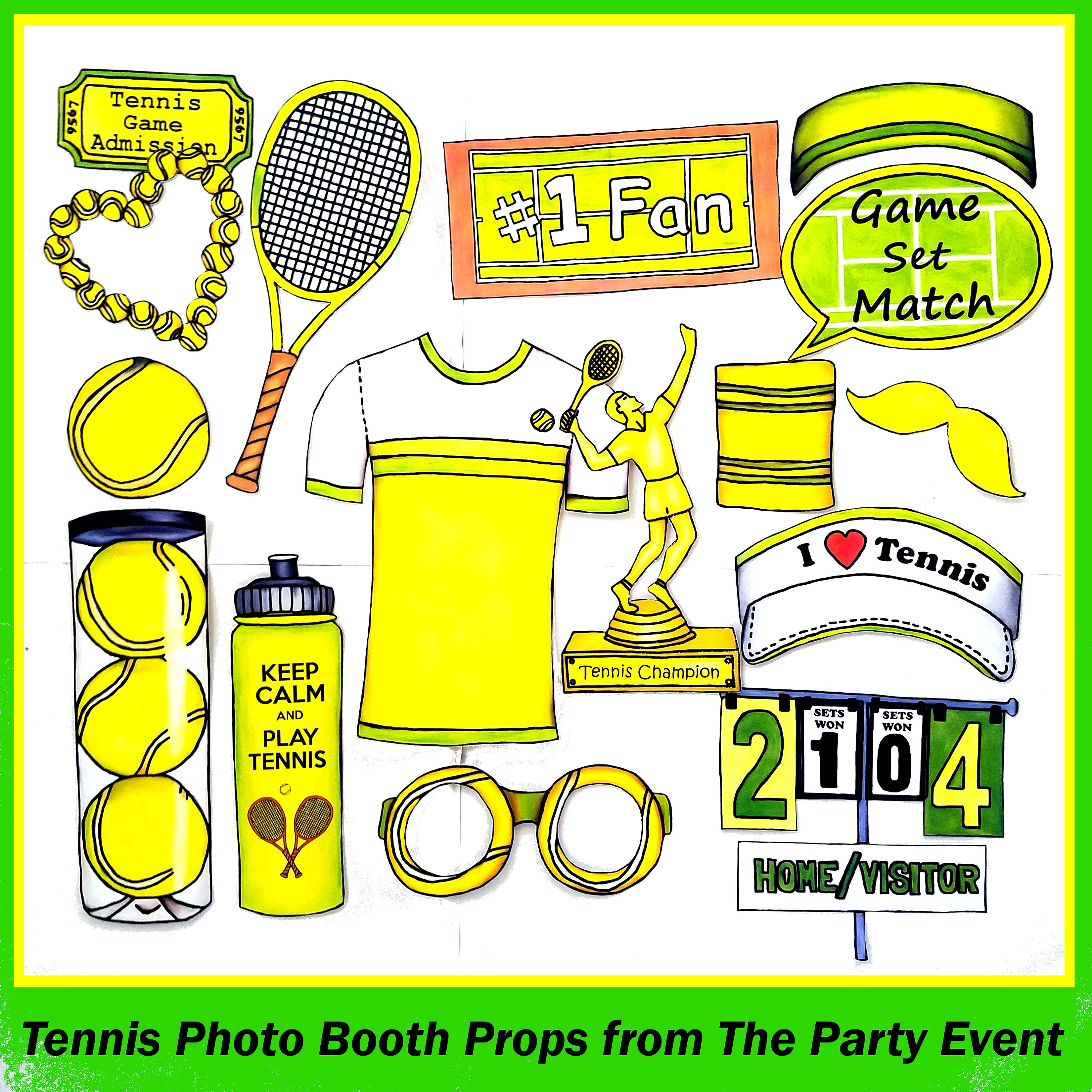 Ready Made Tennis Photo Booth Props - Perfect for Tennis Party, at the ...