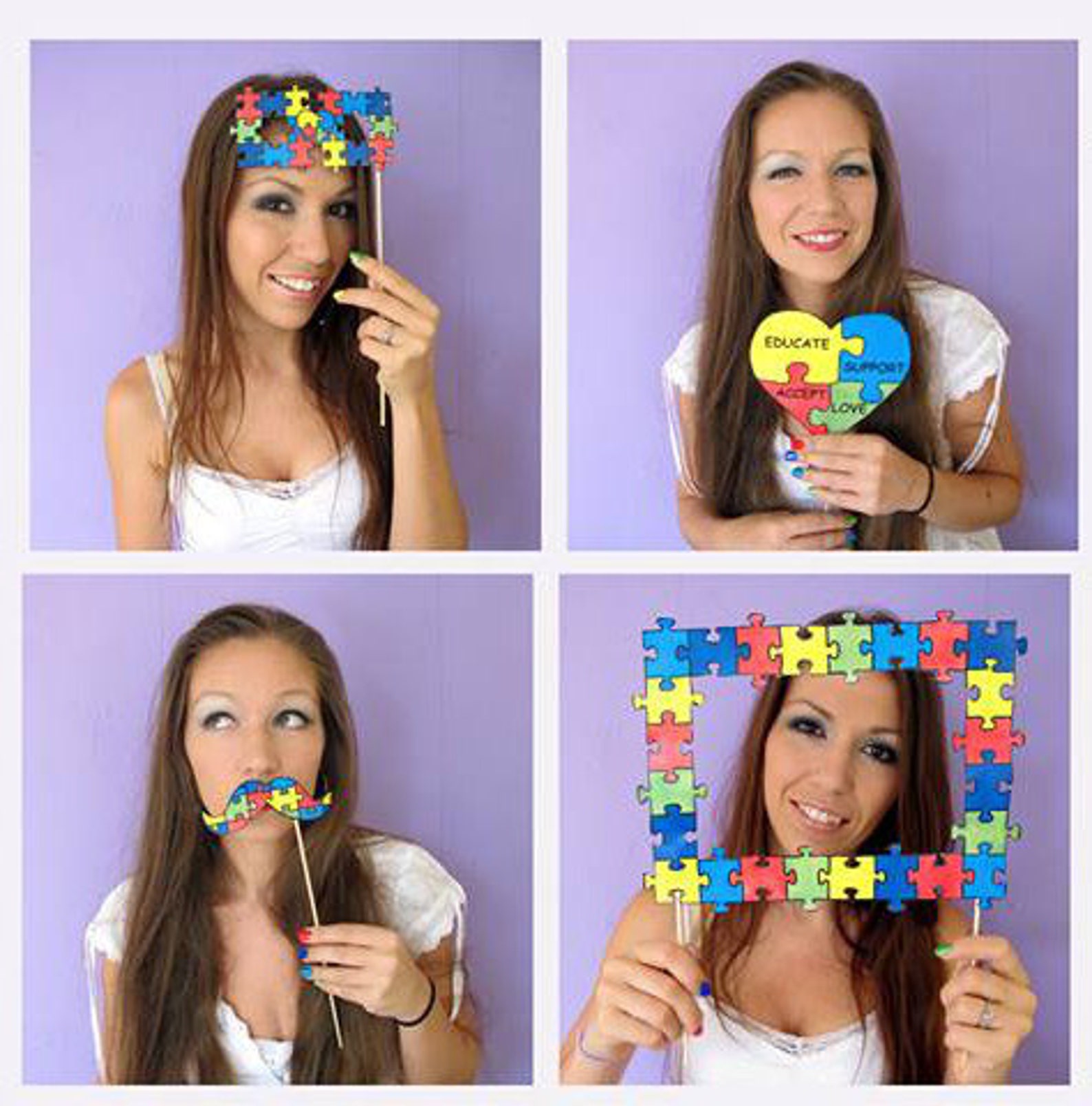 Autism Awareness Photo Booth Props Printable or Ready Made - Etsy