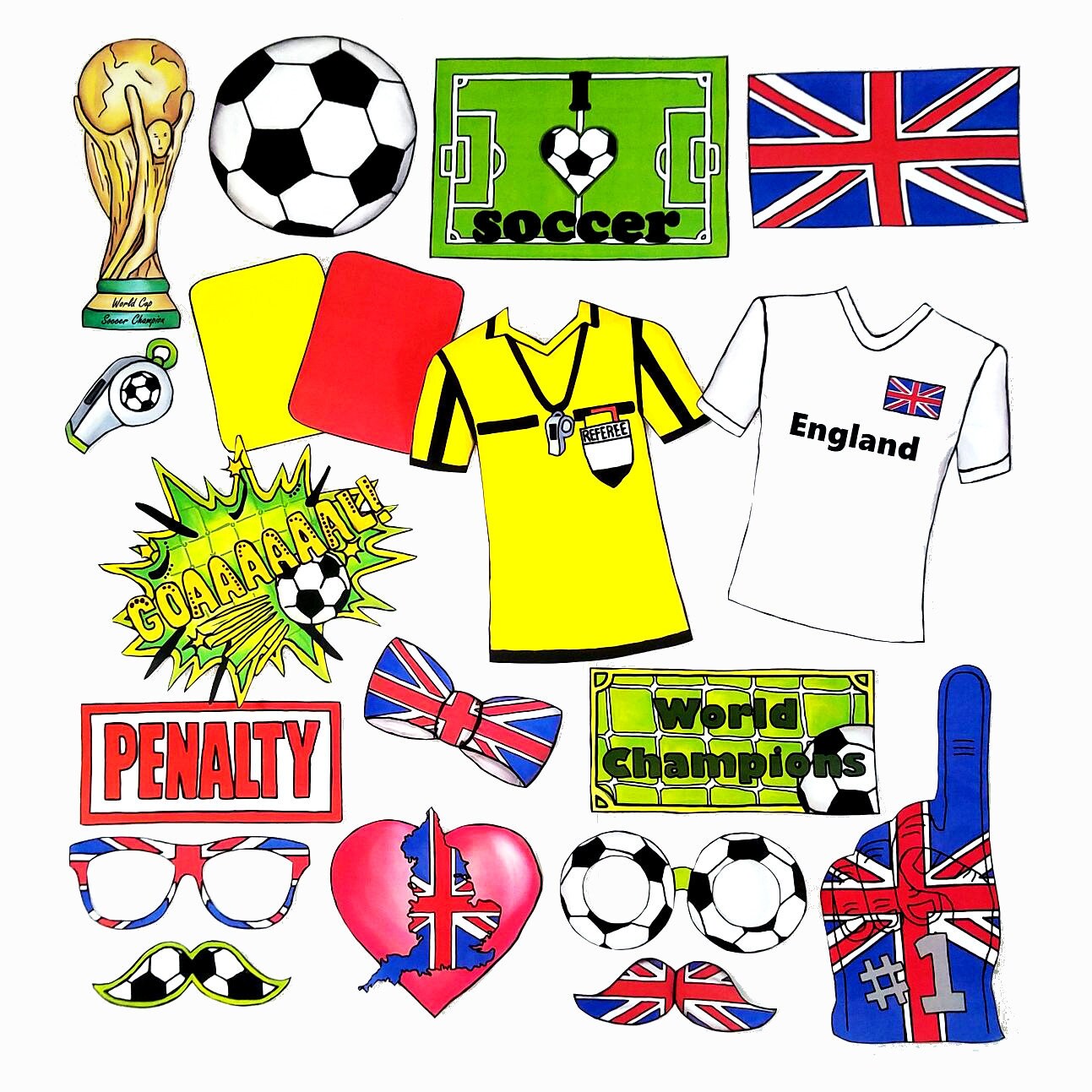 World Cup ENGLAND Soccer Photo Booth Props the Ultimate Fan - Etsy