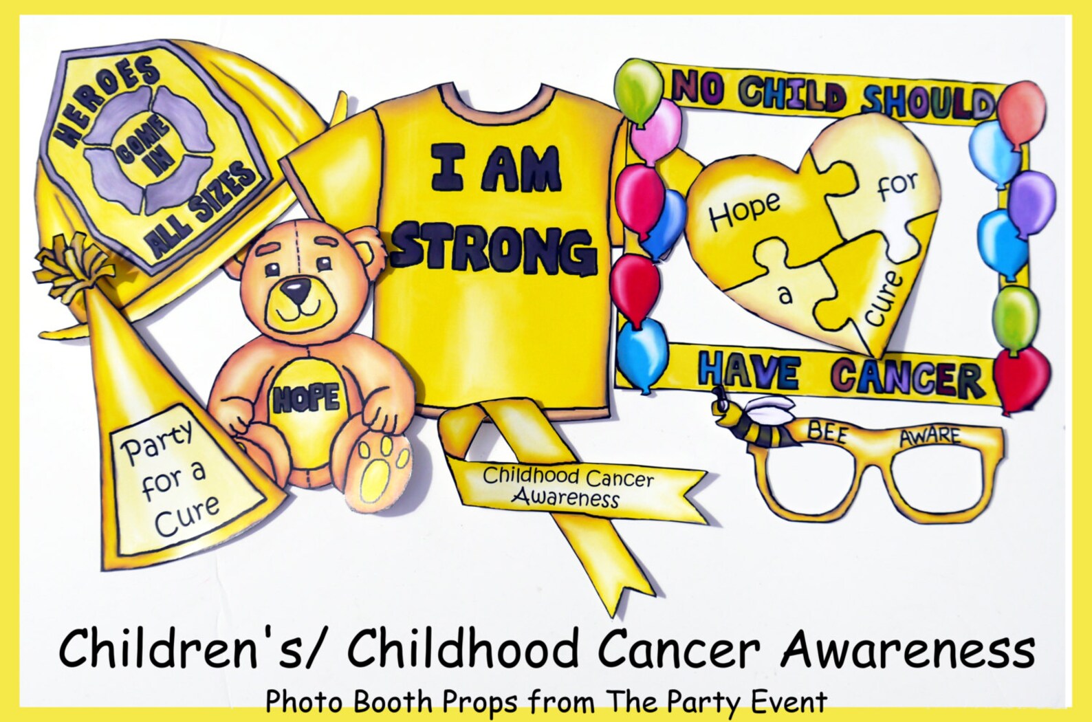 Children's / Childhood Cancer Awareness Photo Booth Props - Printable ...