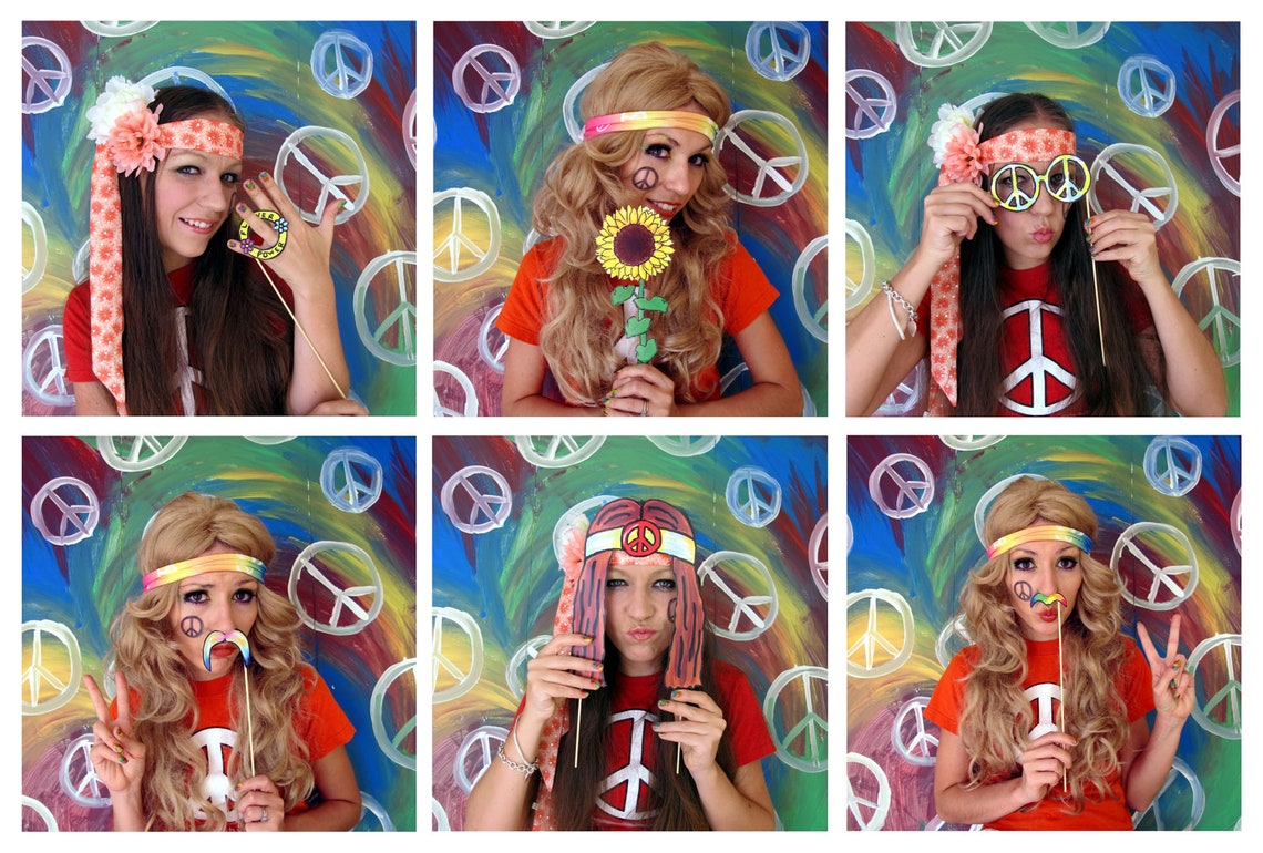 Hippie photo booth props perfect for a 60s or flower power | Etsy