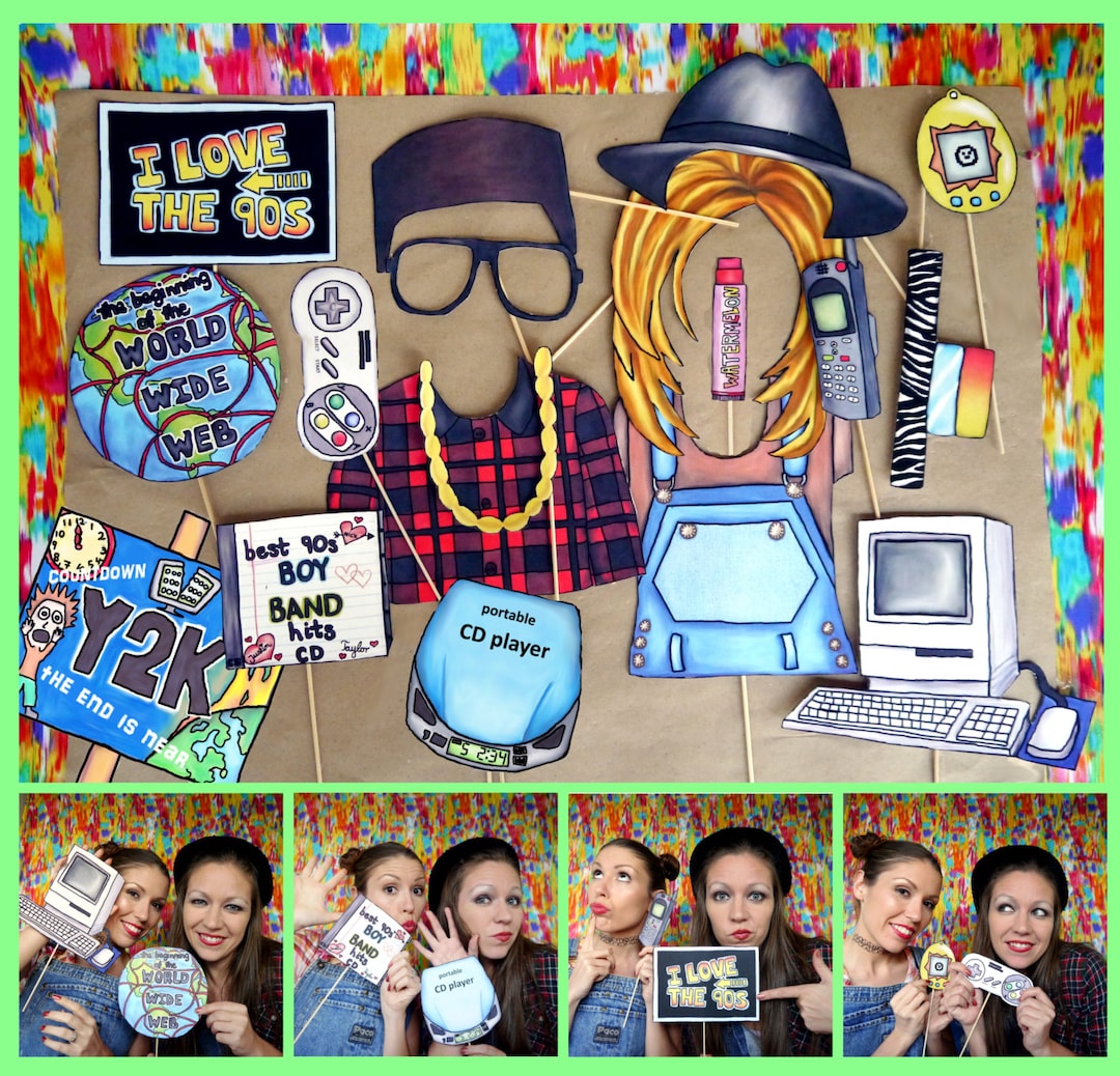 Nineties Photo Booth Props - Perfect for a Throw Back 90s Theme Party ...
