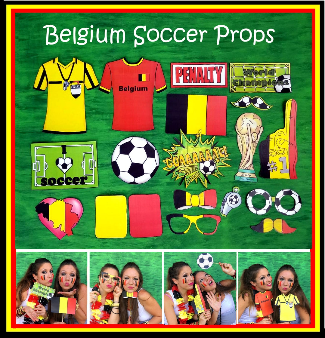 World Cup BELGIUM Soccer Photo Booth Props - the Ultimate Fan Accessory ...