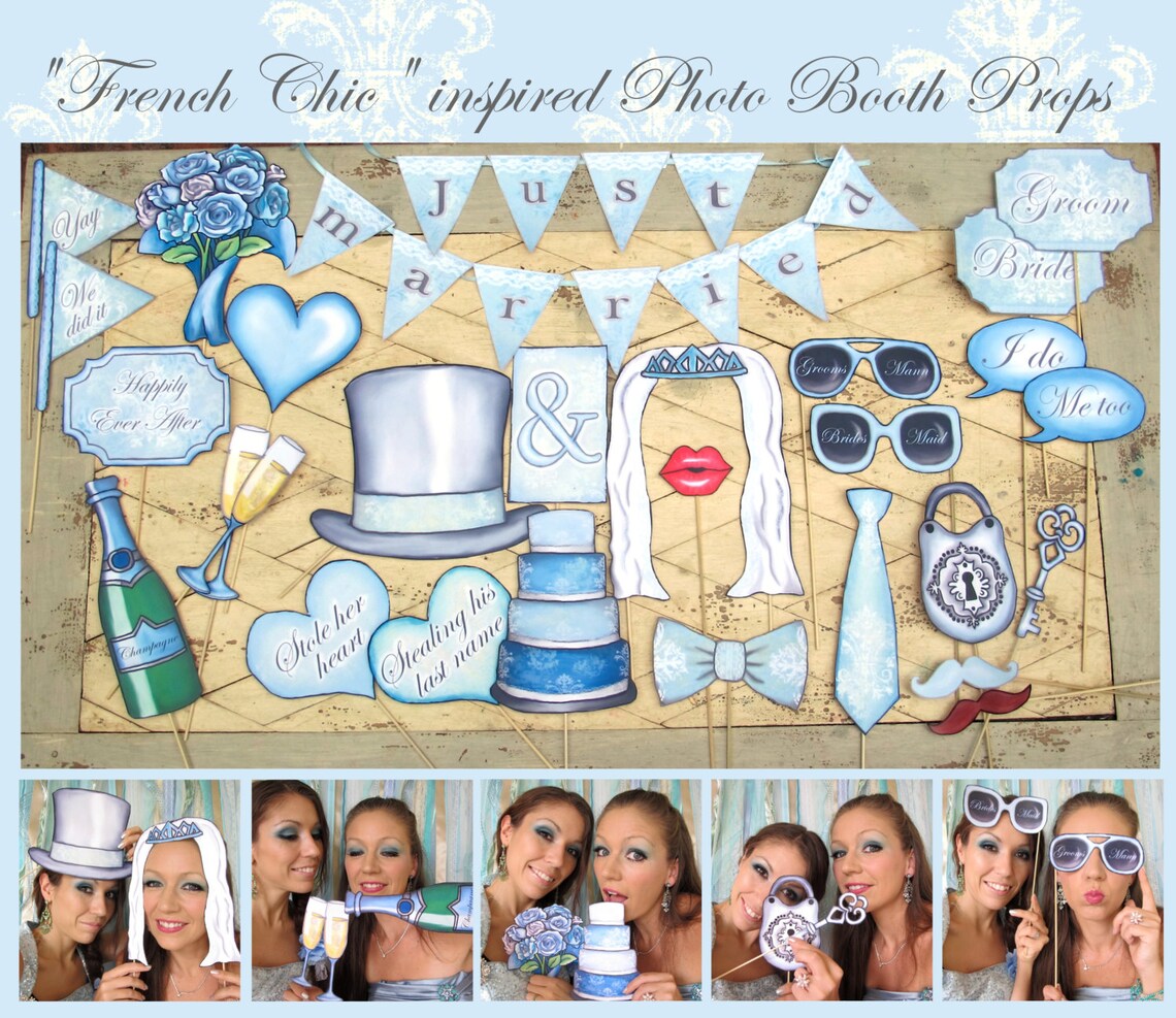 Elegant Wedding Photo Booth Props "french Chic" in Blue and Lace ...