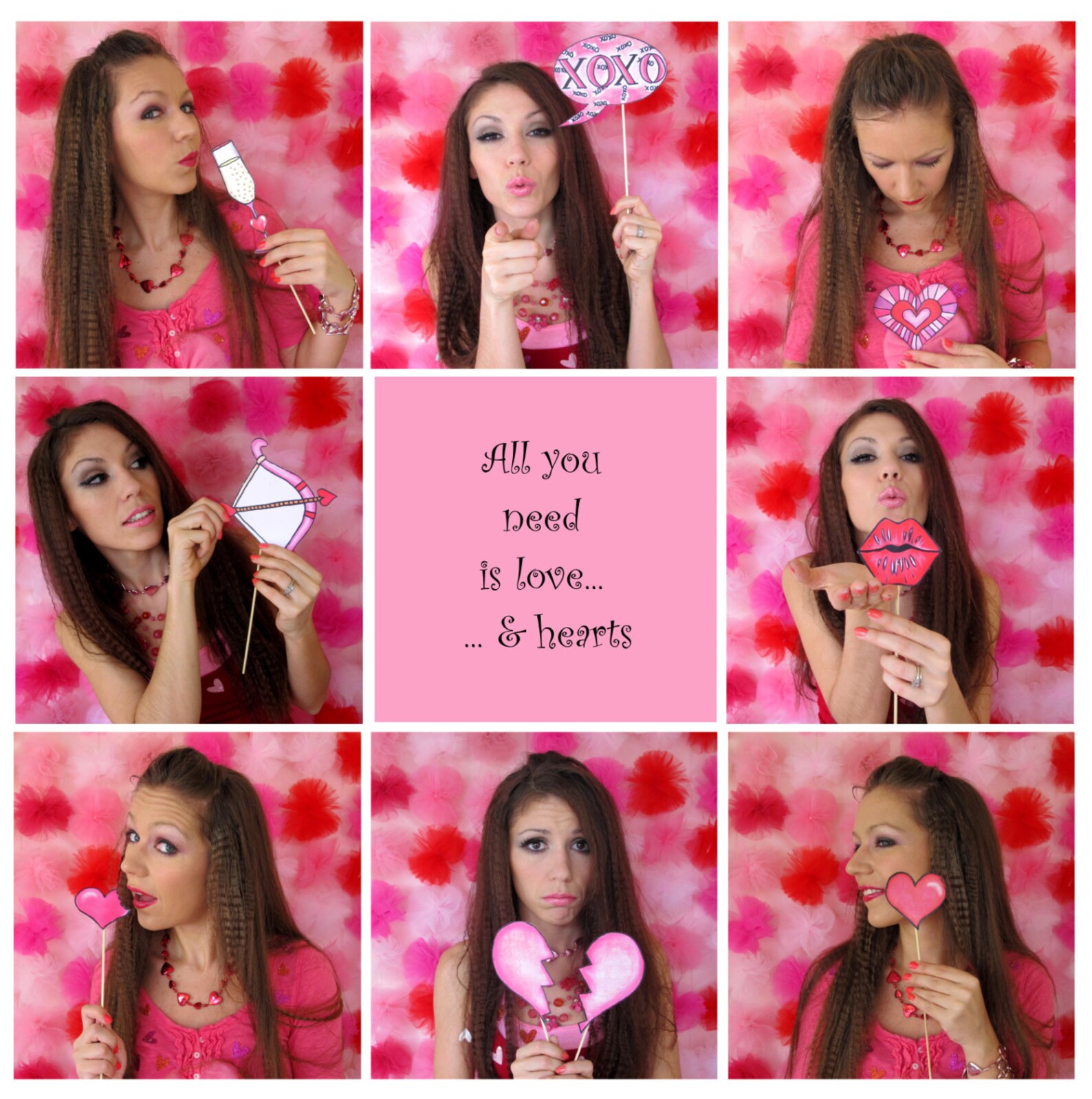 Love and Hearts Photo Booth Props All About Romance the | Etsy