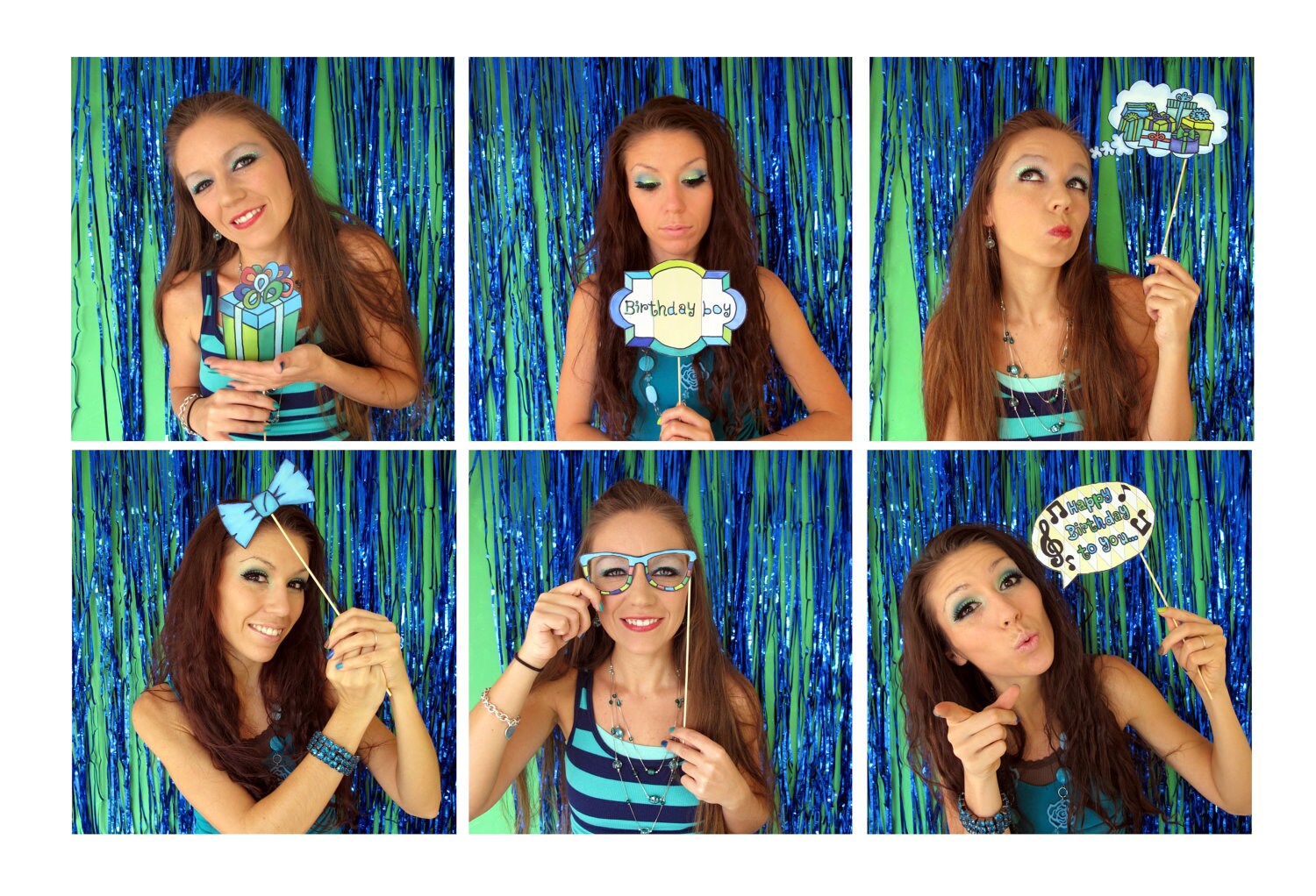 Boy Birthday Photo Booth Props in Blue, Green and Brown Perfect ...