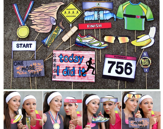 Funny Set the Pace - Running Photo Booth Props - Track Party Photo ...