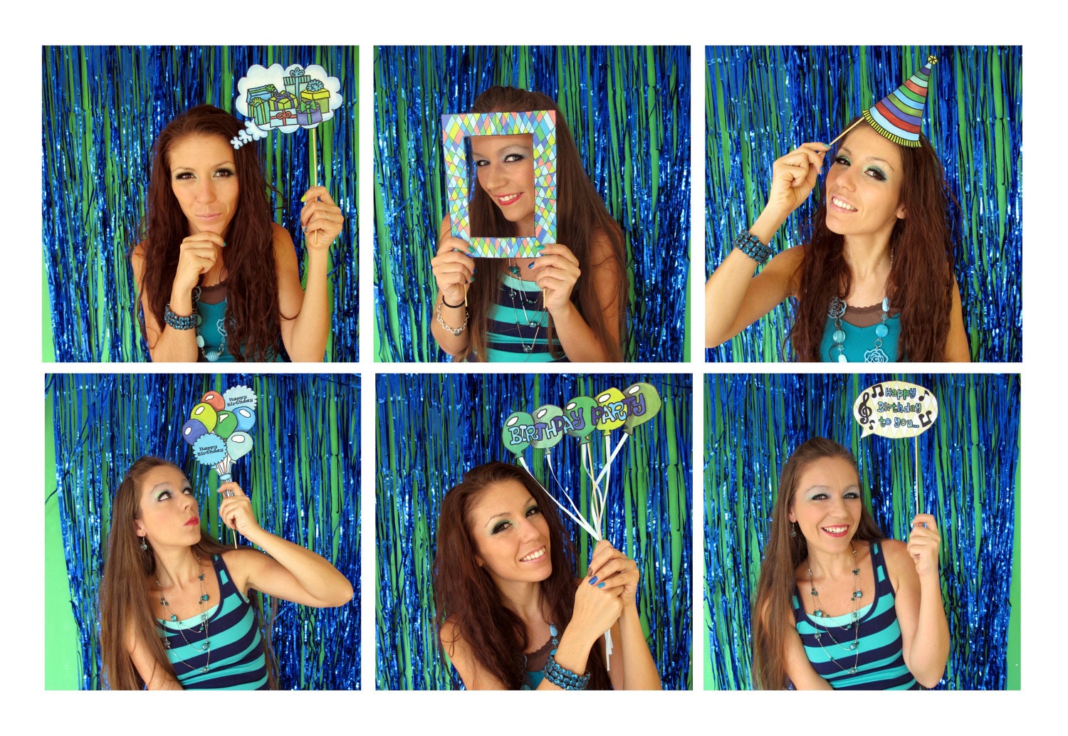 Boy Birthday Photo Booth Props in Blue, Green and Brown Perfect ...
