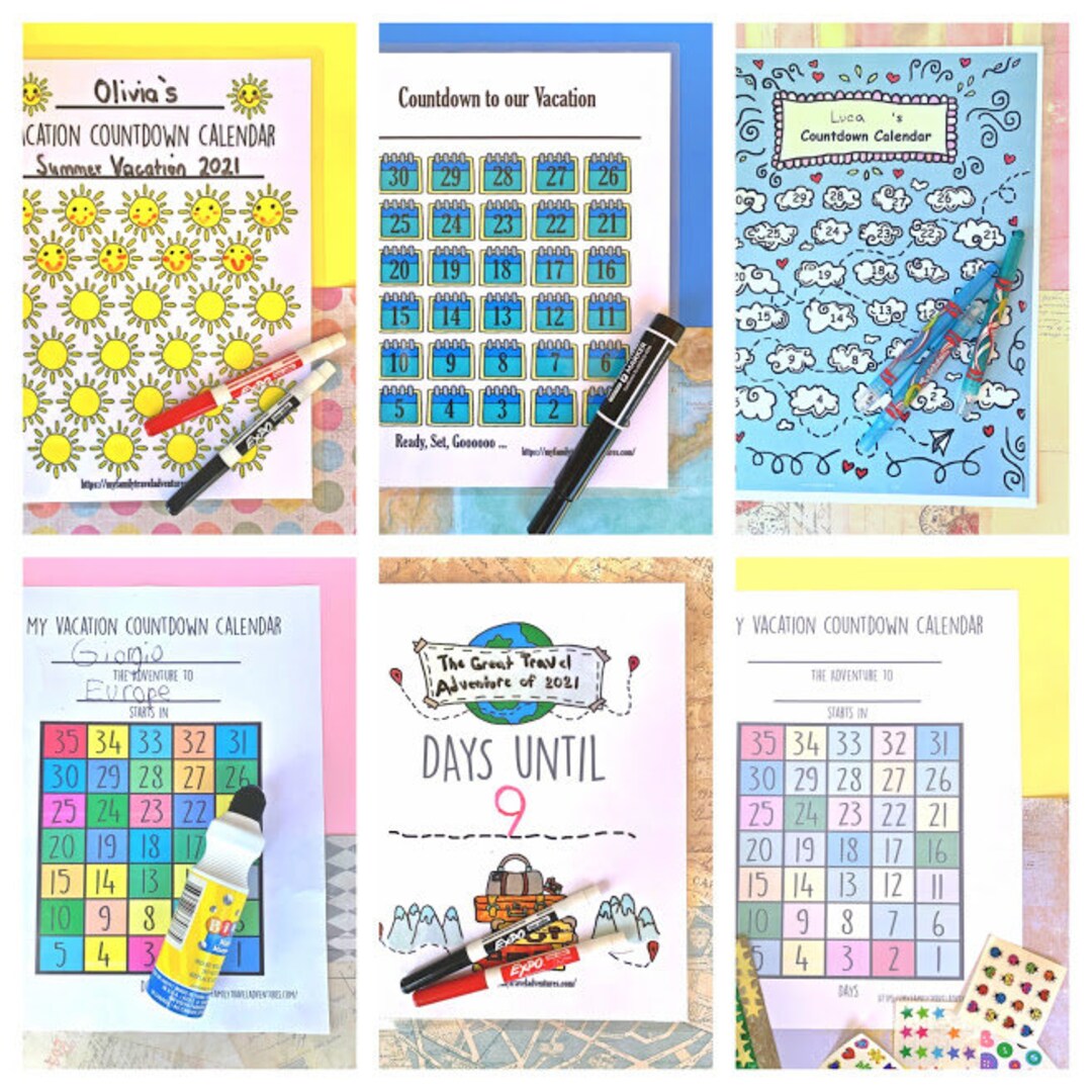 Travel Vacation Countdown Calendar Laminated - Count the Days Until ...