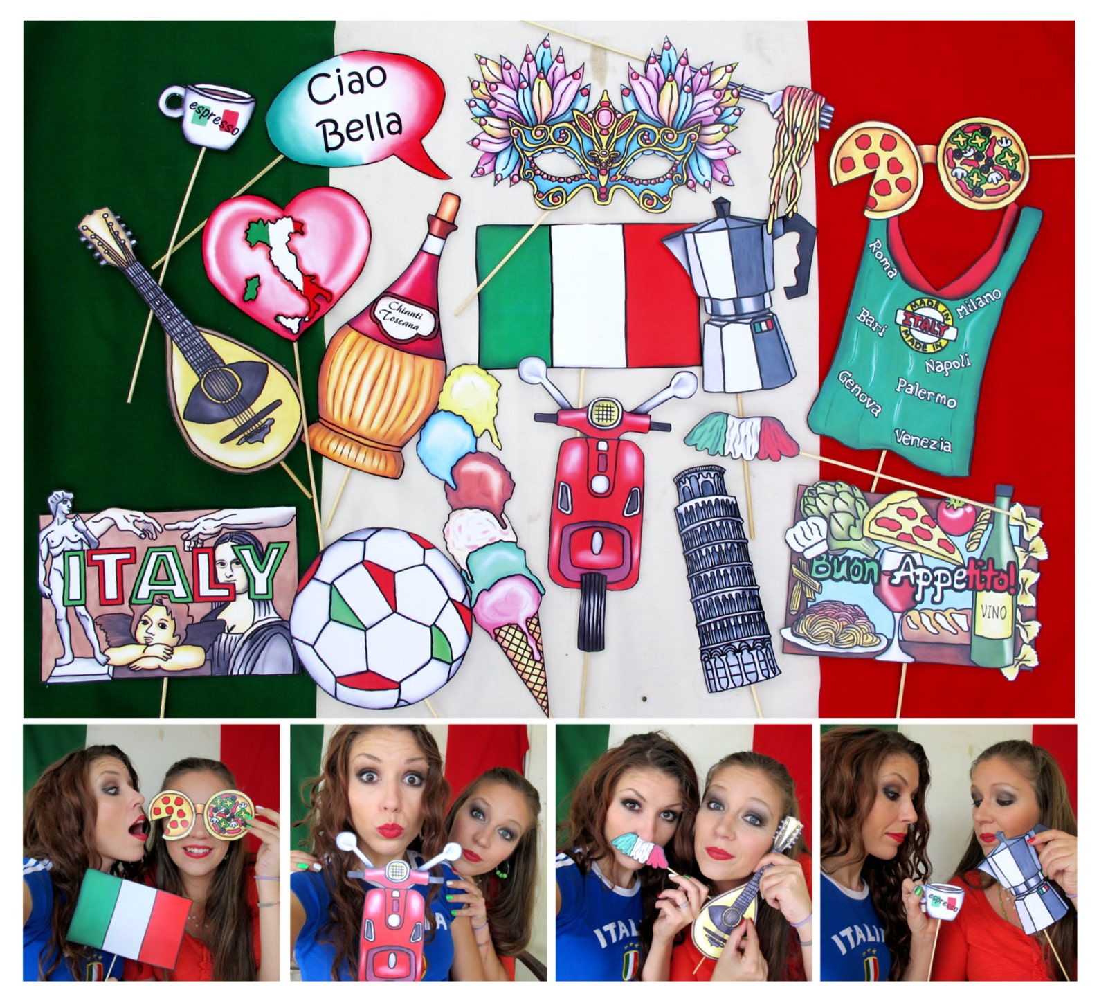 READY MADE Italy Photo Booth Props- Perfect for Your Italian Party, to ...