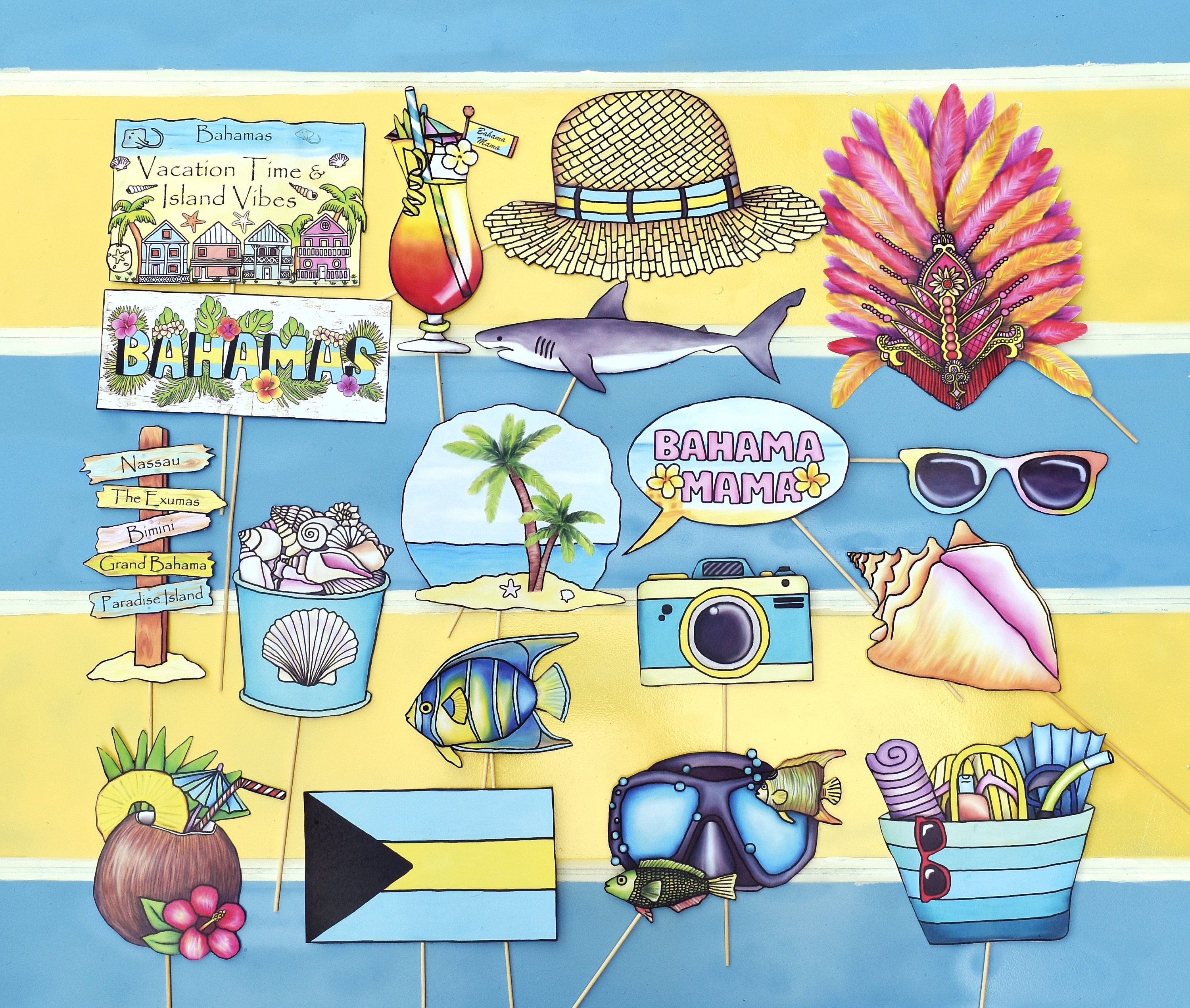 Bahamas Island Photo Booth Props - Perfect for Your Vacation or Beach ...